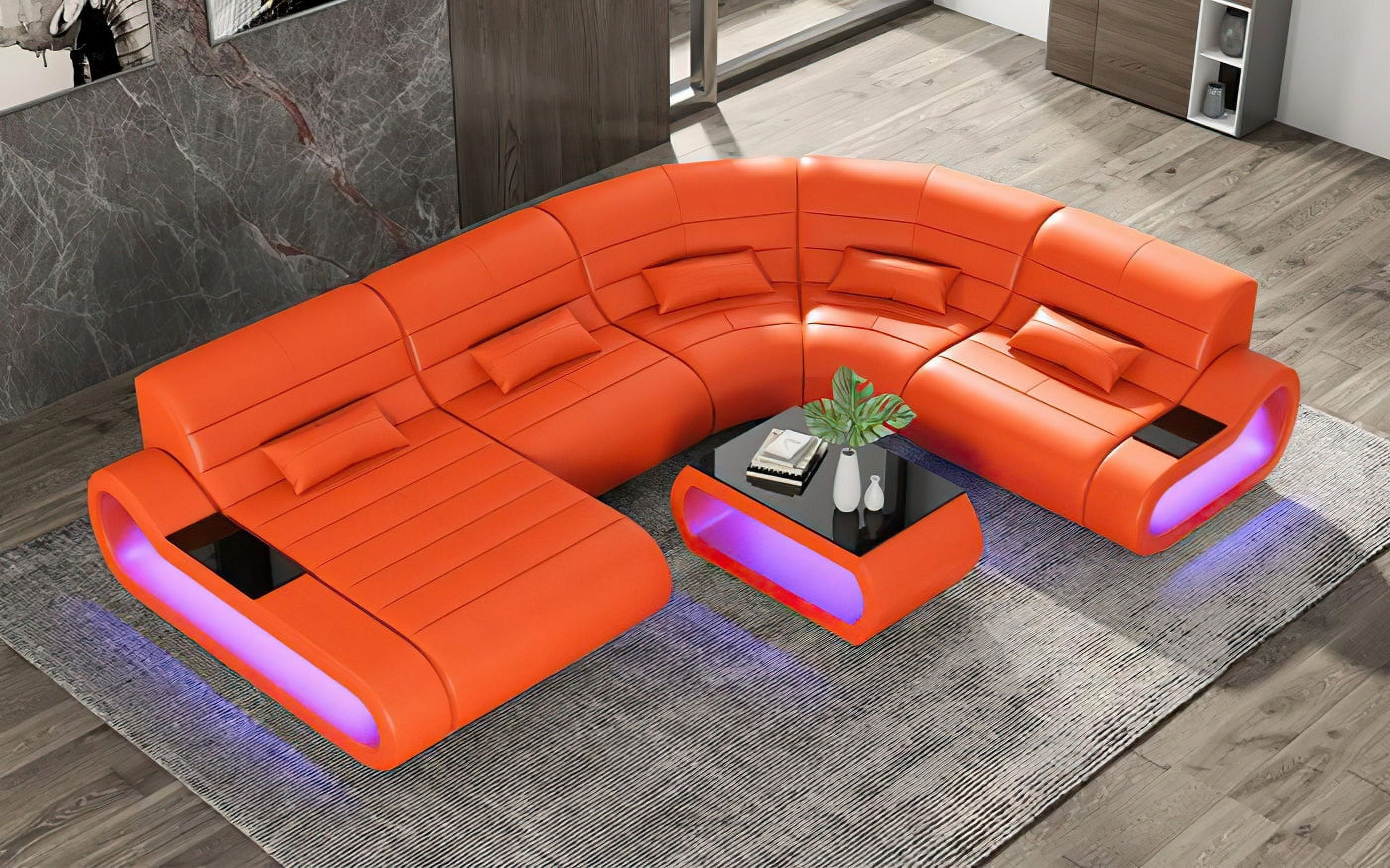 Mofit Home Contemporary Bonded Leather Led Light Storage Sectional Sofa ...
