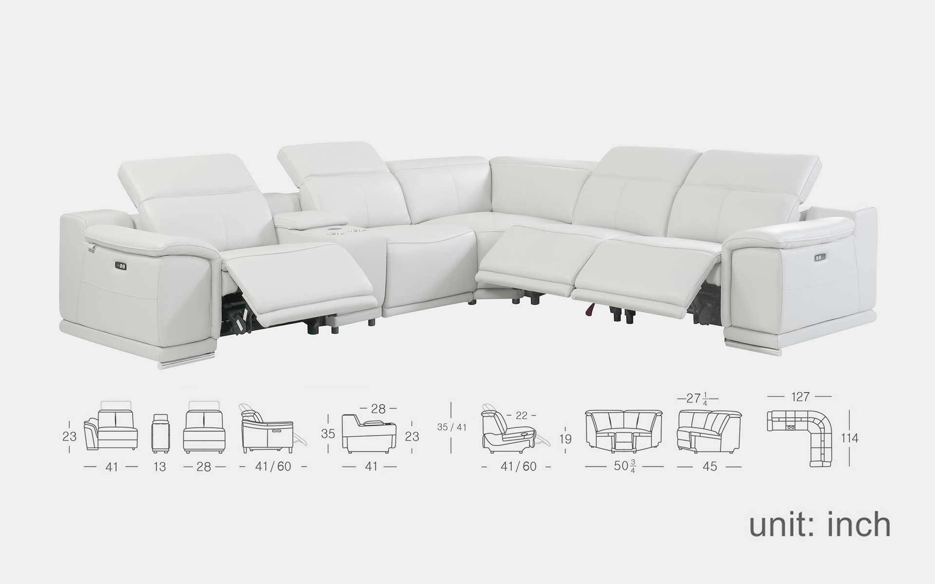 Mofit Cindy 6PCS Reclining Sectional Sofa with Console, USB, Adjustable ...