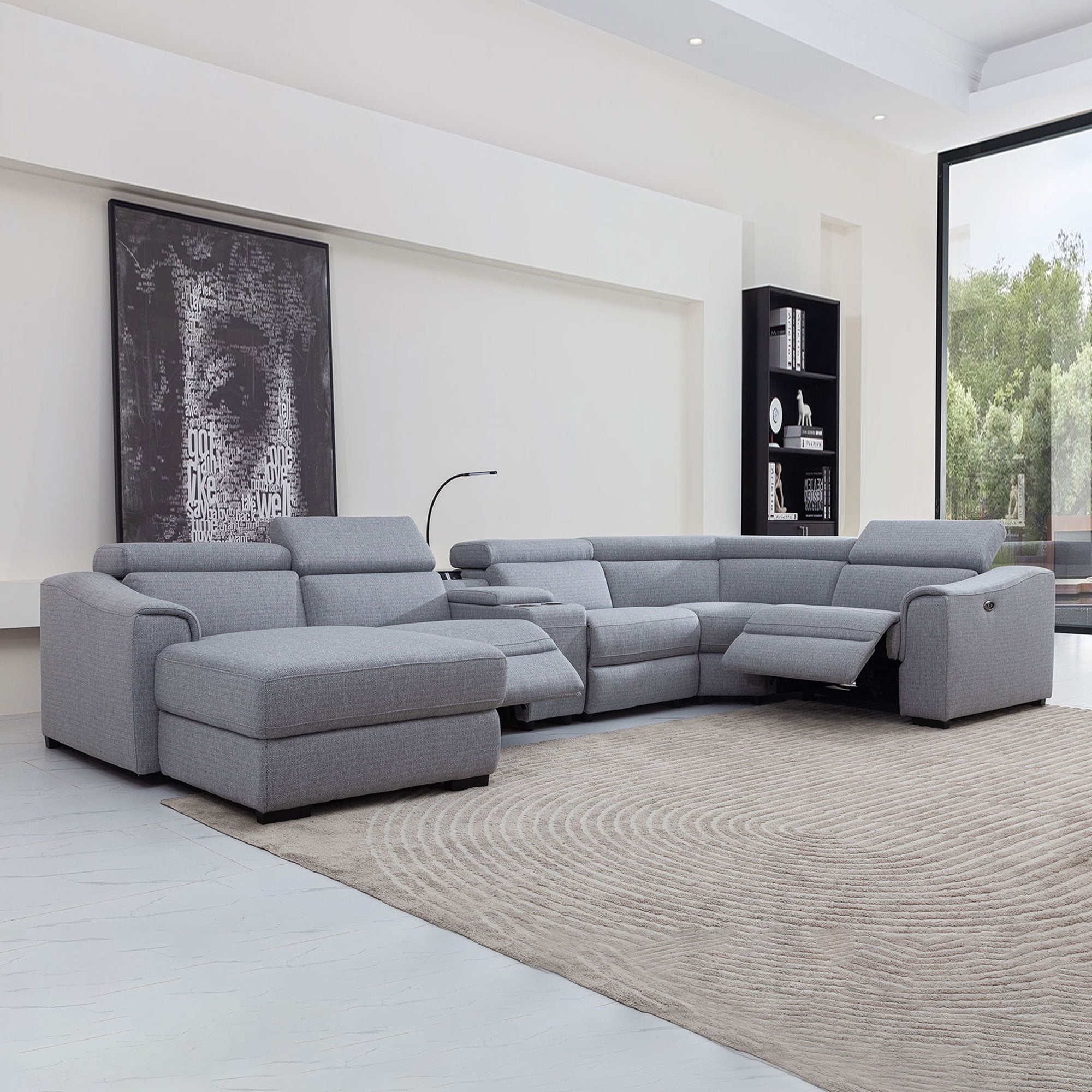MofitHome Lynn 6PCS Modern Motion Fabric Recliner Sofa, Left Hand ...