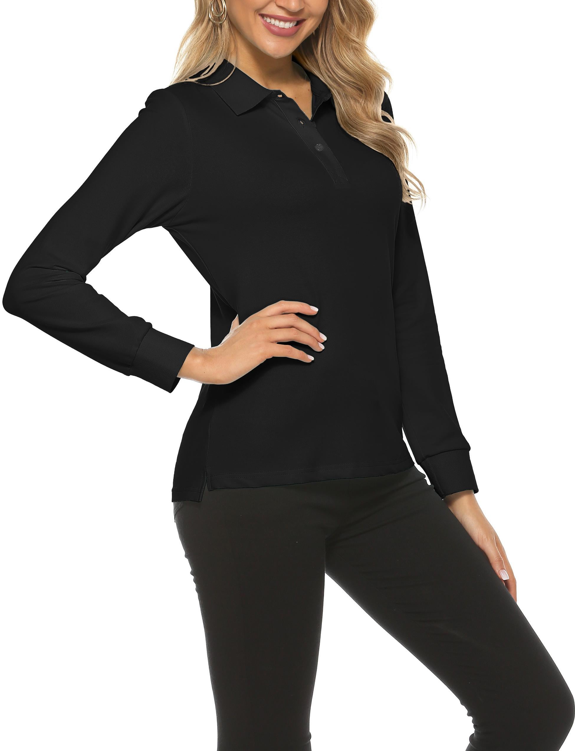 Mofiz Womens Long Sleeve Golf Polo Shirts Lightweight Quick Dry Moisture Wicking Athletic Tennis ...