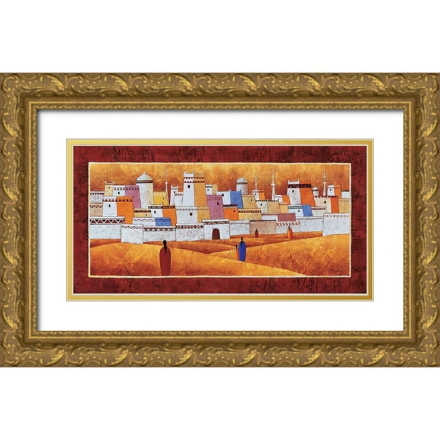 Moga 18x11 Gold Ornate Wood Framed with Double Matting Museum Art Print ...