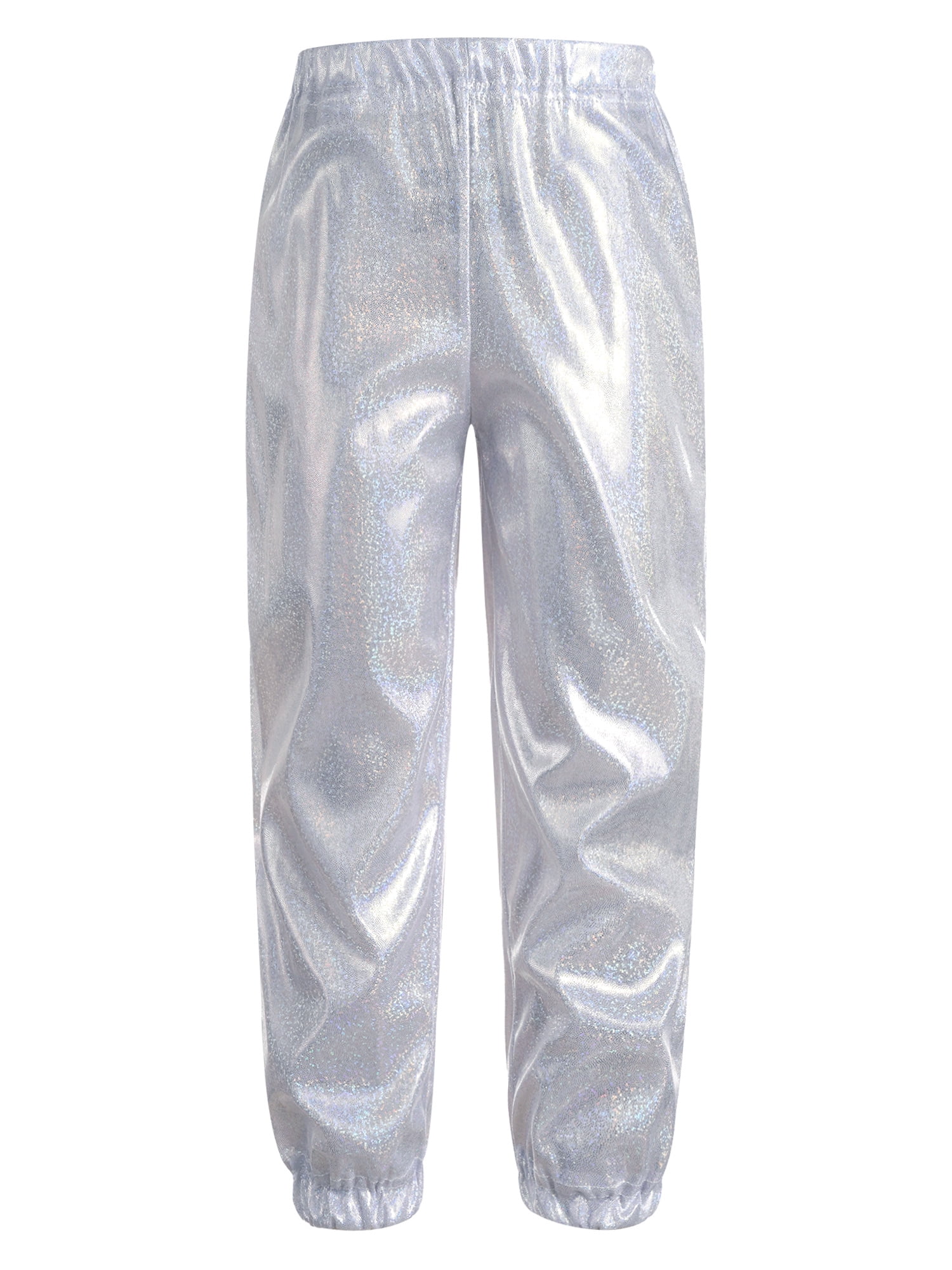Moggemol Kids Boys and Girls Shiny Metallic Pants Elastic Waistband ...
