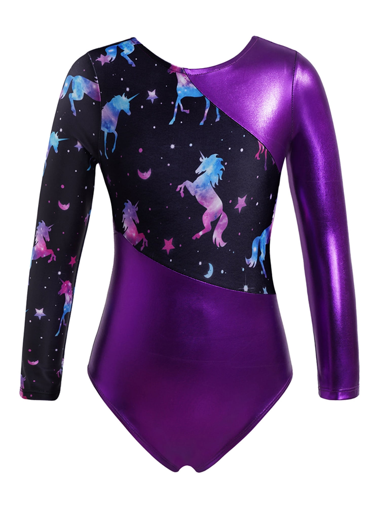 Moggemol Kids Girls Gymnastics Leotards Shiny Metallic Dance Unitards ...