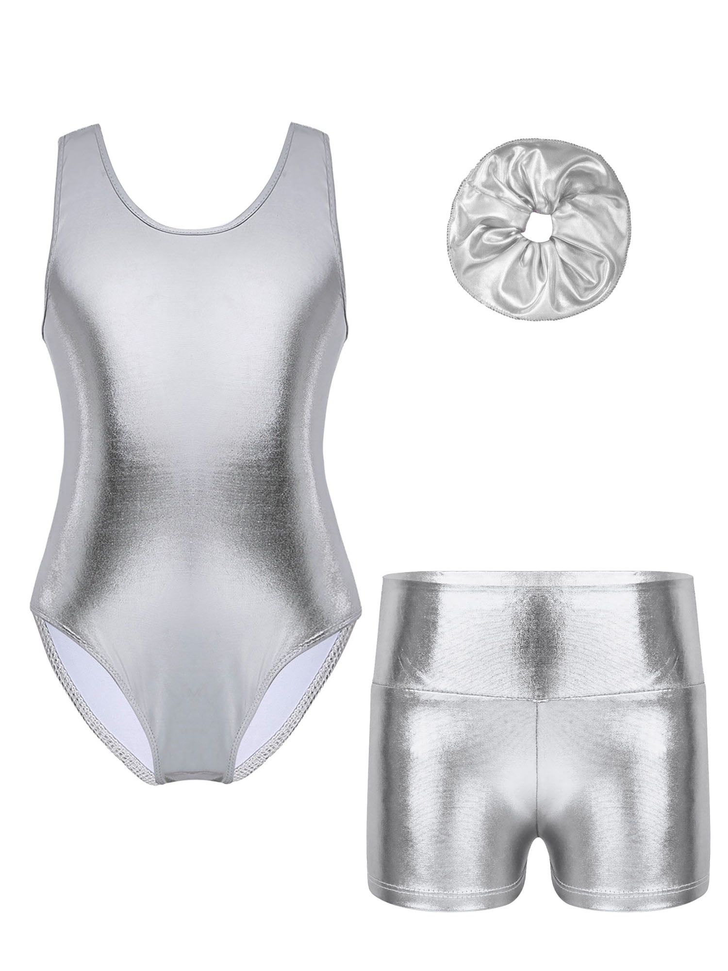 Moggemol Kids Shiny Dance Leotard Gymnastics Unitard Cutout Back ...