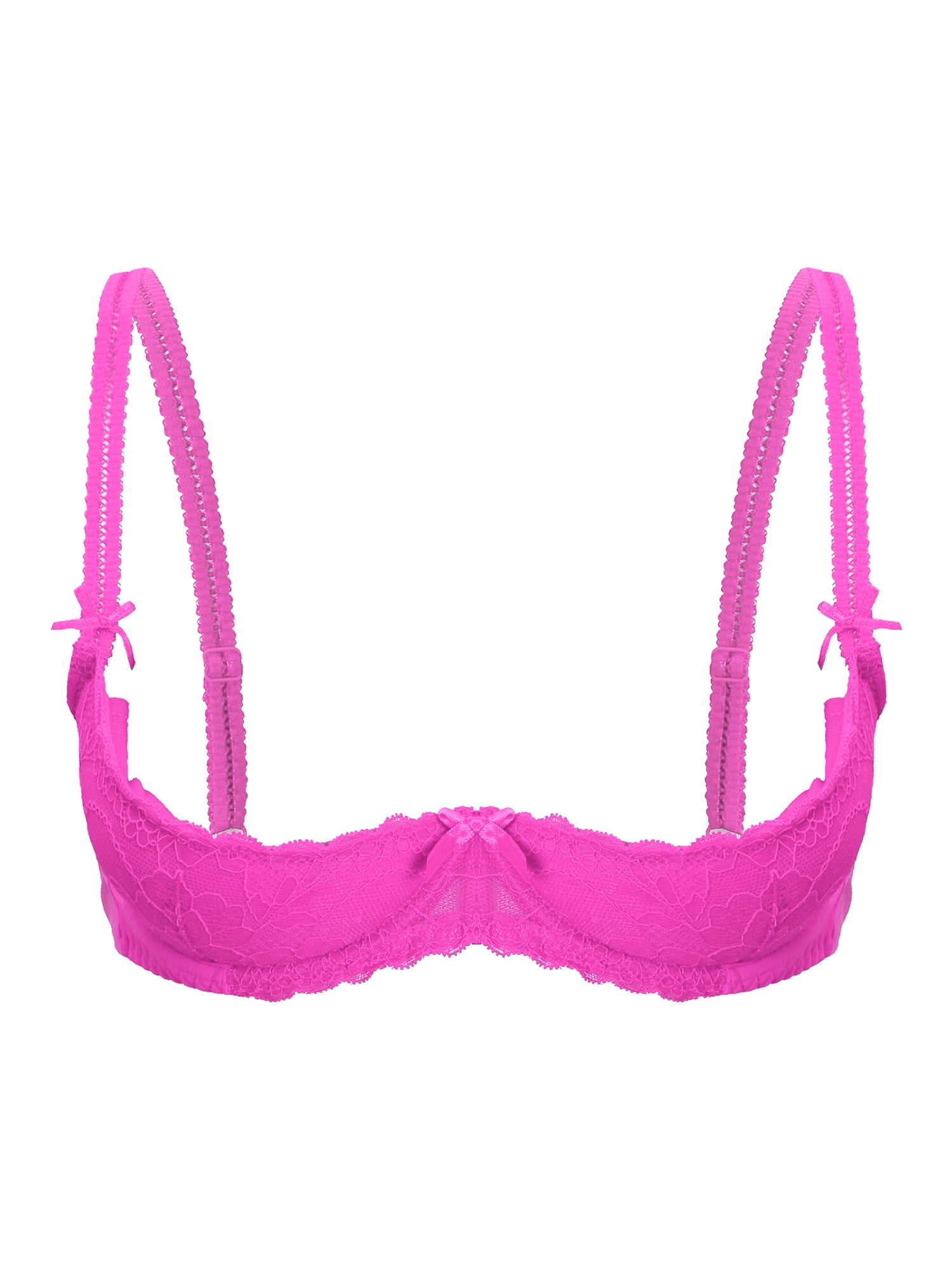 Moggemol Womens Lace 1/2 Cups Balconette Bralette Push Up Sheer Mesh ...