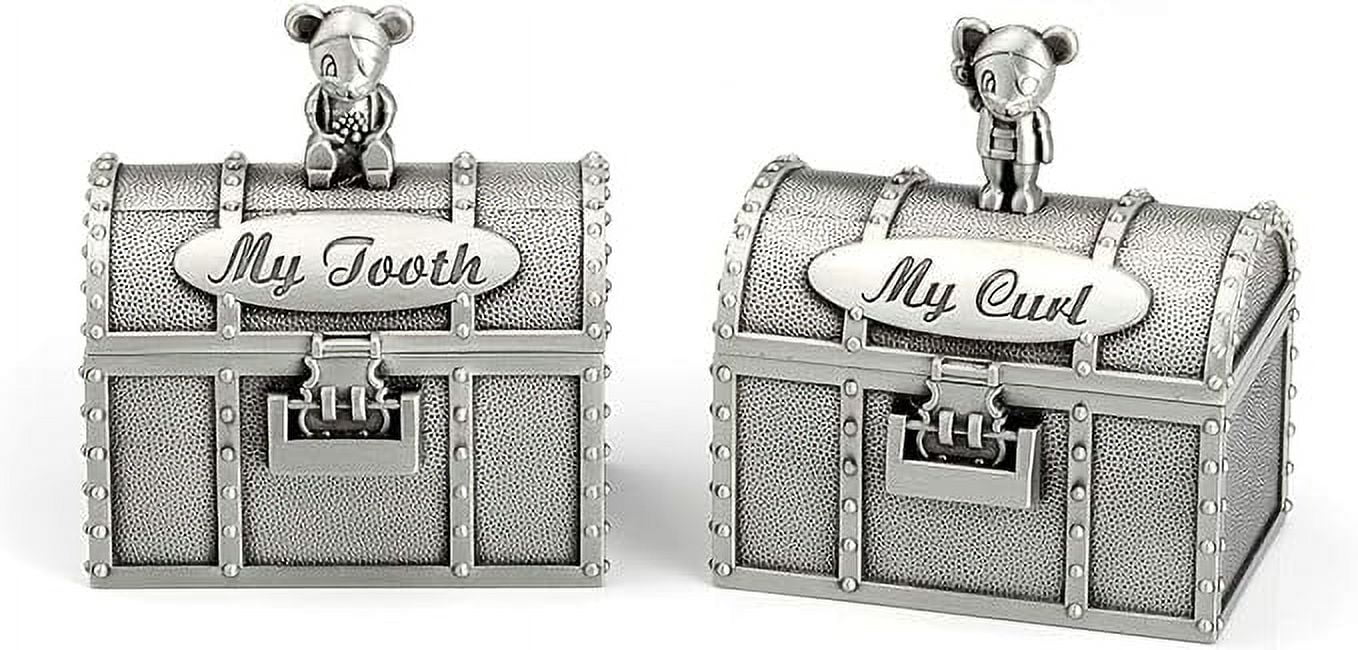 Mogoko Baby Tooth Treasure Chest Box, Silver Tooth Holder and Curl ...