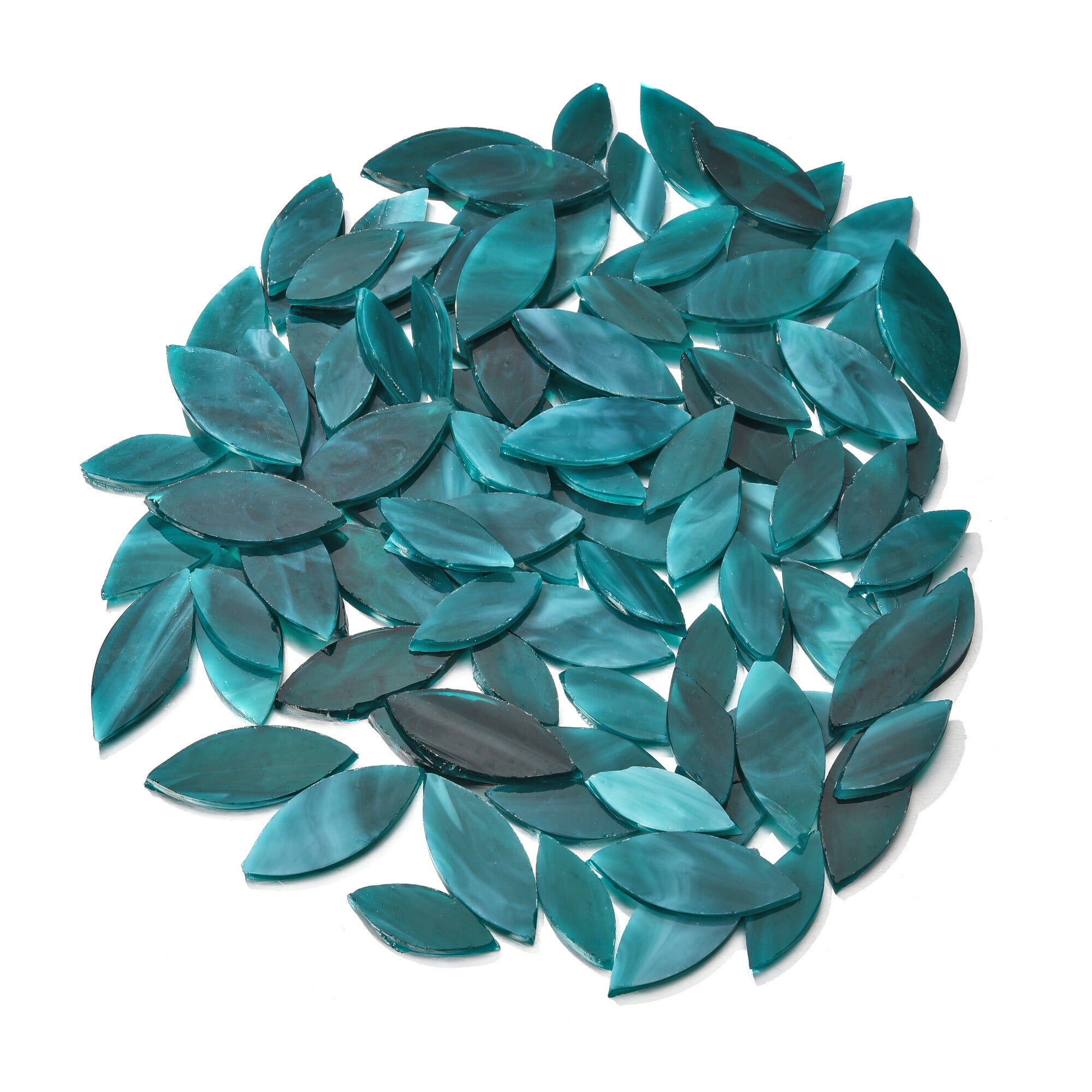 Mogoko Turquoise Glass Mosaic Tiles Kit for Crafts, Petal Leaves Tiles for Mosaic Making ...