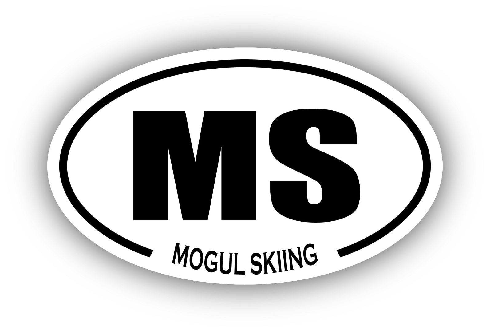 Mogul Skiing MS Oval Bumper Sticker 3M Vinyl Decal 3 in x 5 in ...