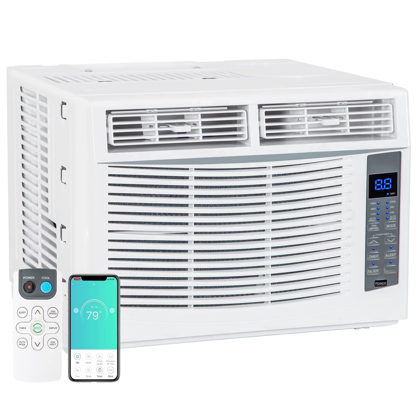 Mohavair 6000 BTU Window Air Conditioner Smart WiFi AC Unit Cooling for ...