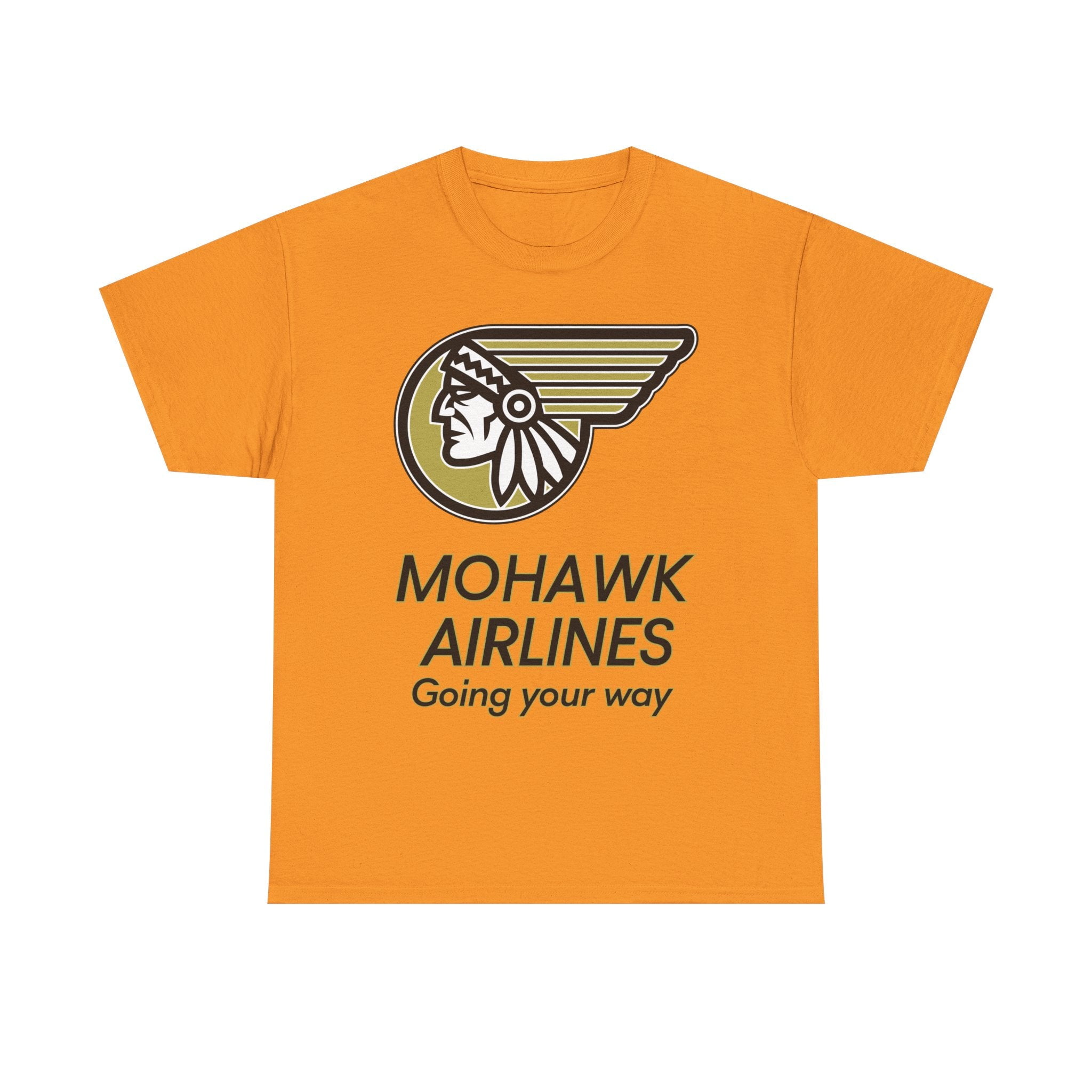 Mohawk Airlines Native American Logo Going Your Way Aviation T-shirt (TennesseeOrange, S ...