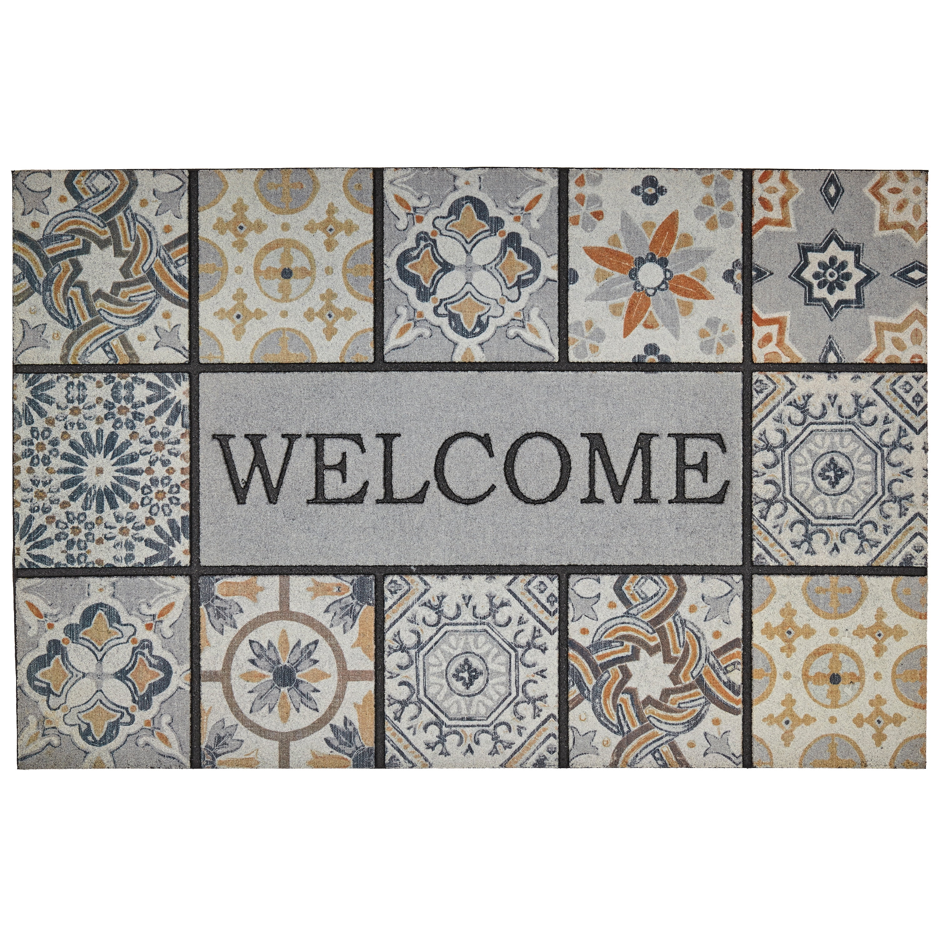 Mohawk Home Doorscapes Estate Mat Welcome Patina Tiles Grey Mat Scatter ...