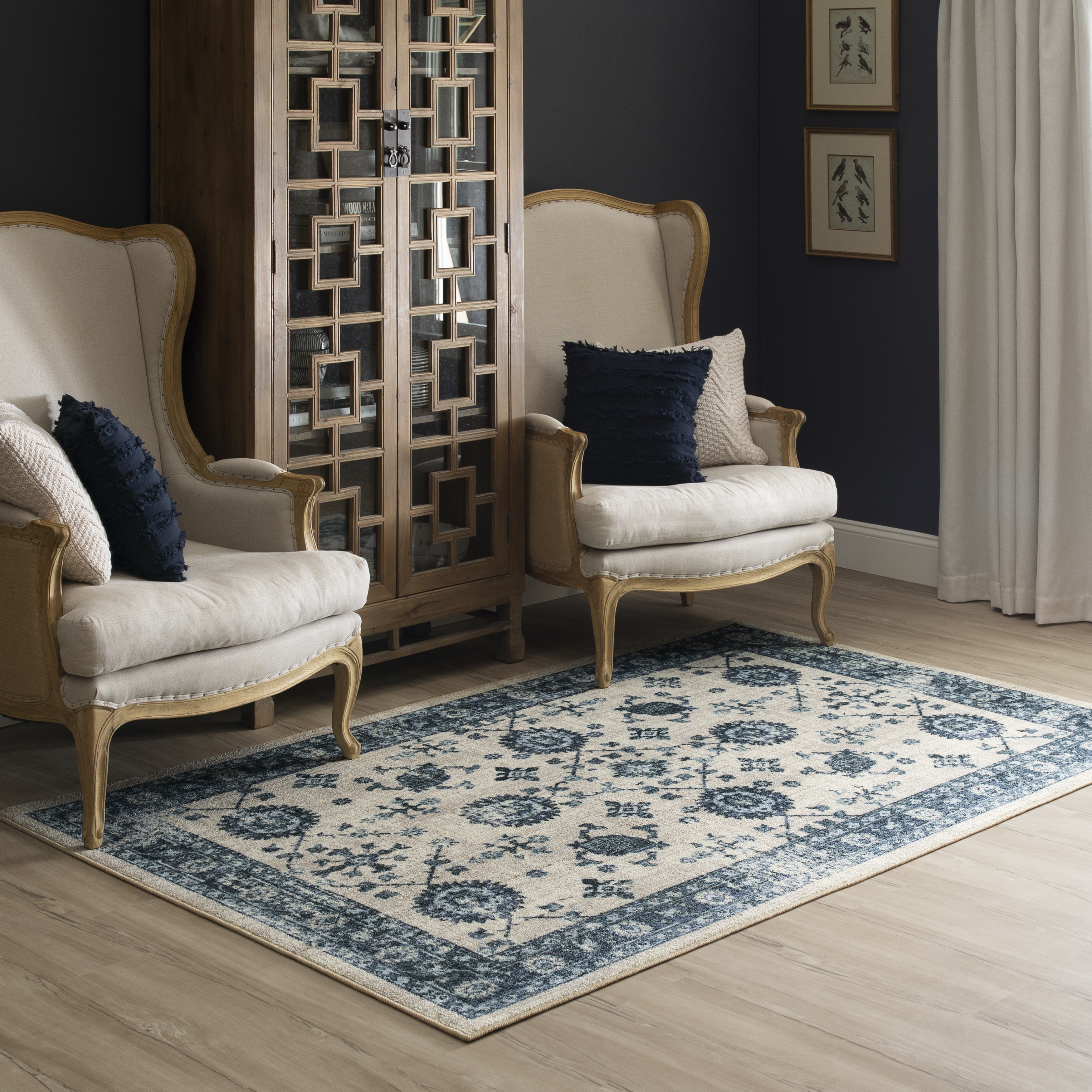 Mohawk Home Heritage Miley Blue Printed Area Rug, 5'x8', Grey & Blue ...