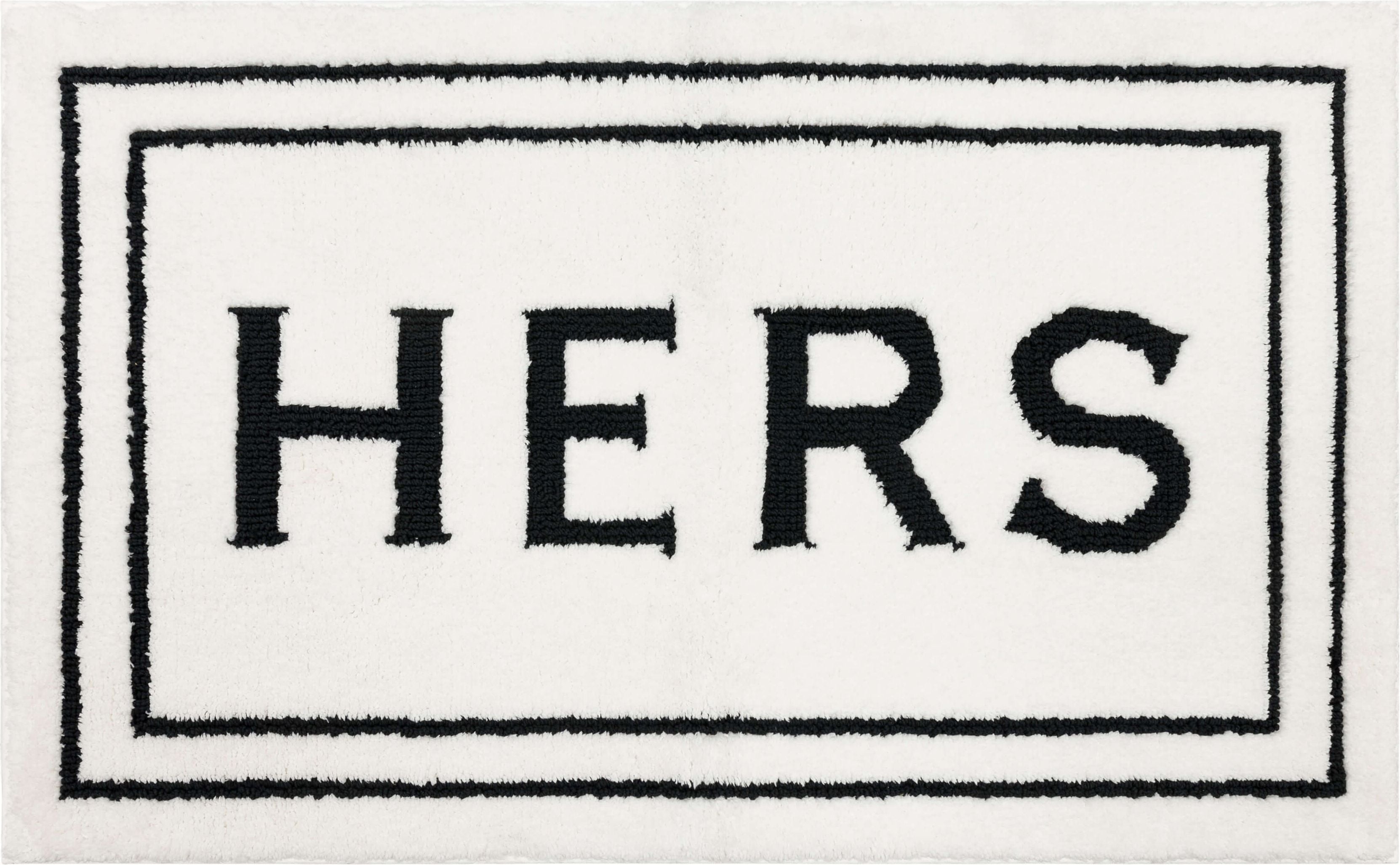 Mohawk Home Hers Knitted Plush Pile Washable Polyester Non-Slip Bath Mat, White and Black, 2' x ...