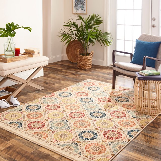 Mohawk Home Lifeguard Floral Medallion Indoor Living Room Area Rug ...