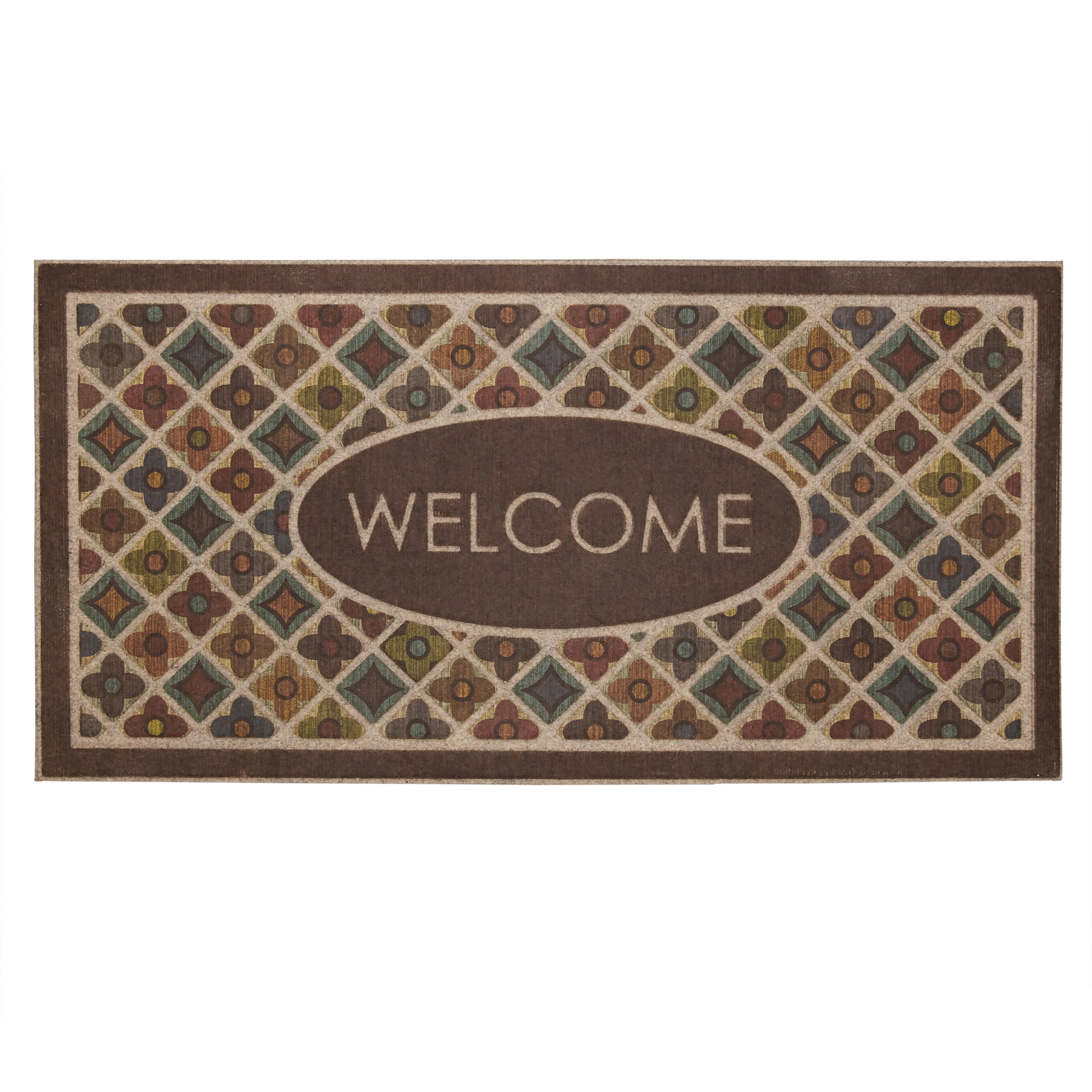 Mohawk Home Ornamental Entry Mat 2x4 Brown Green Floral Diamond ...