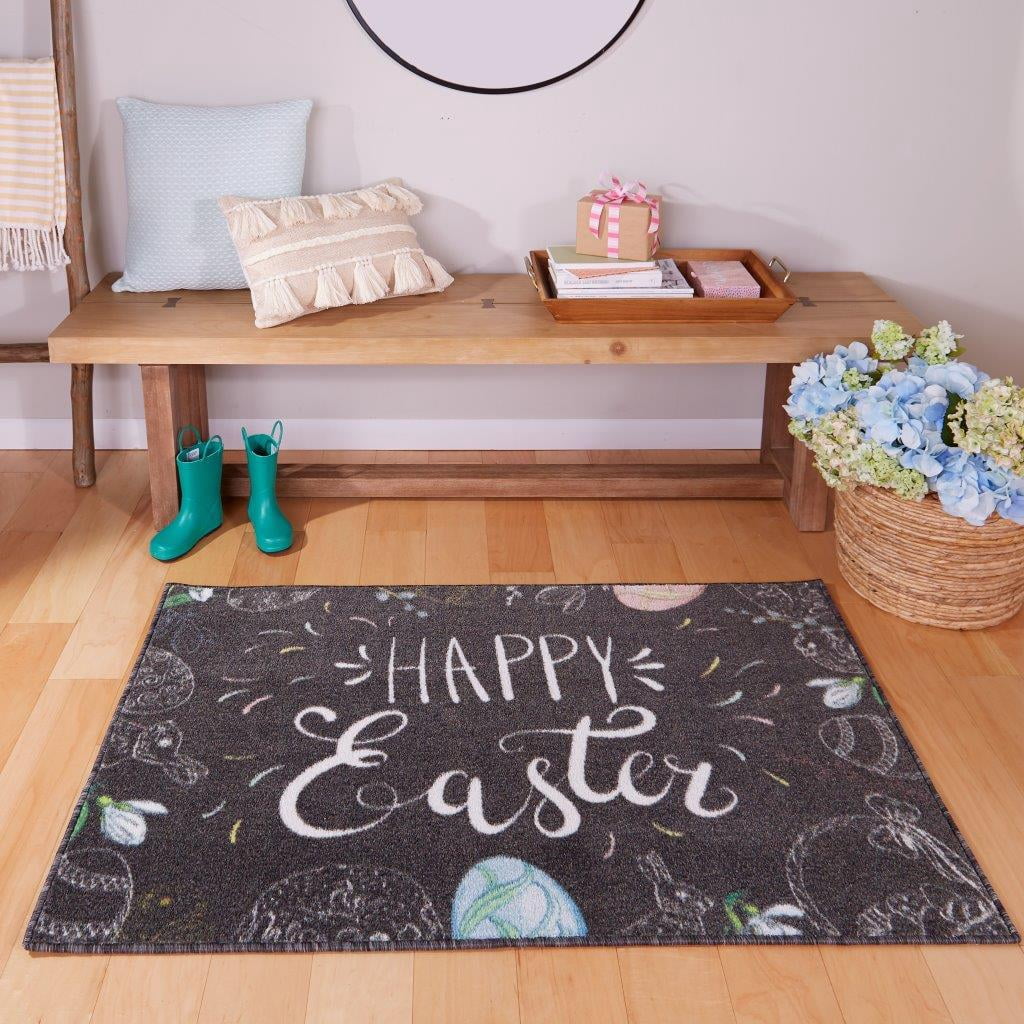 Mohawk Home Print Mat, 'Happy Easter' in Charcoal, 2' 6'' x 4' 2 ...