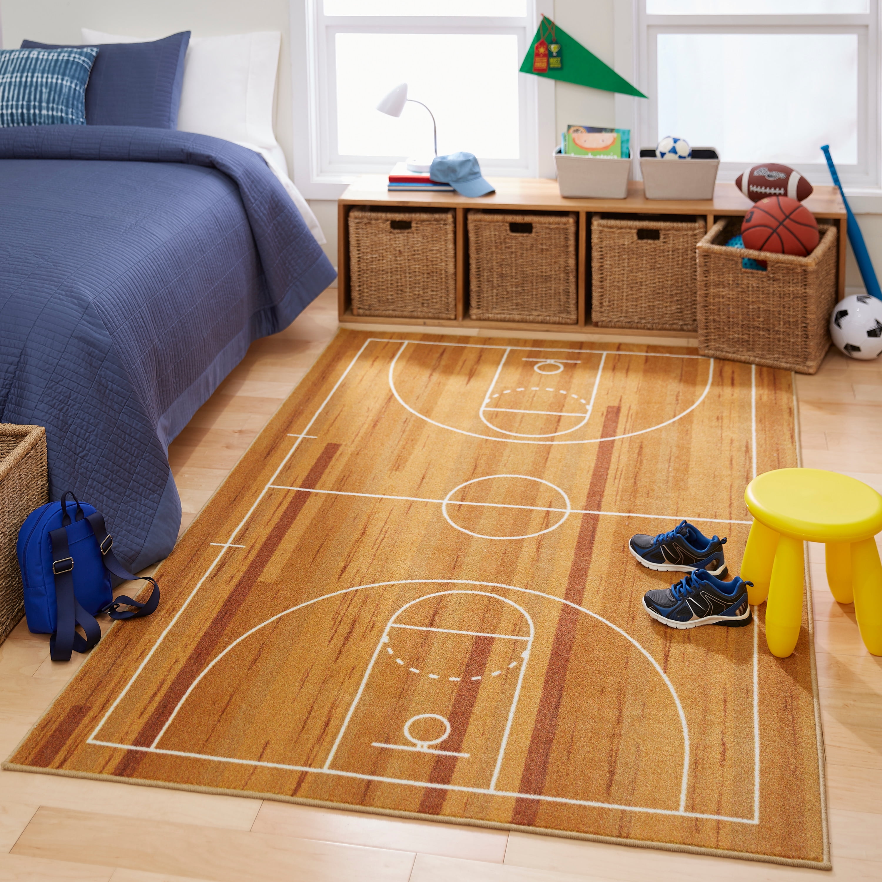 Free Shipping! Mohawk Home Basketball Court Area Rug 10'x14' Tan Kids ...