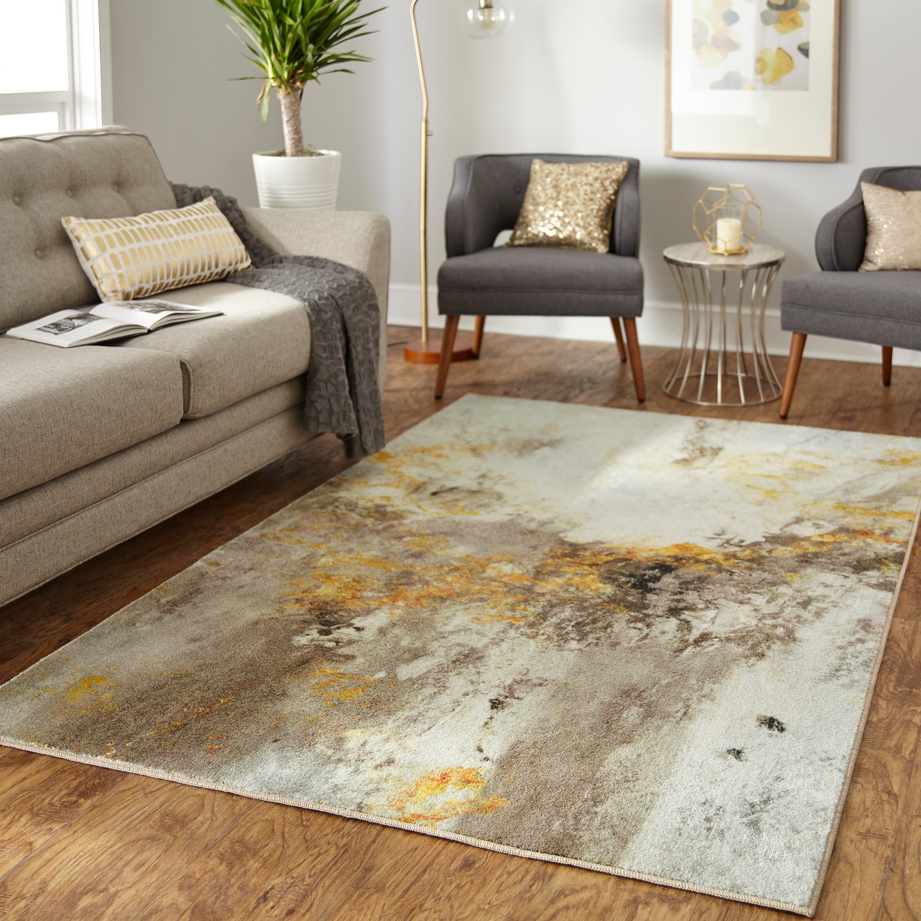 Free Shipping! Mohawk Home Gold Vein Grey Abstract Area Rug 8x10 Large ...