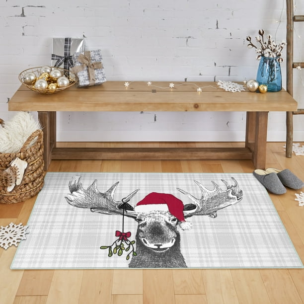Mohawk Home Prismatic Holiday Moose Gray Contemporary Theme Christmas ...