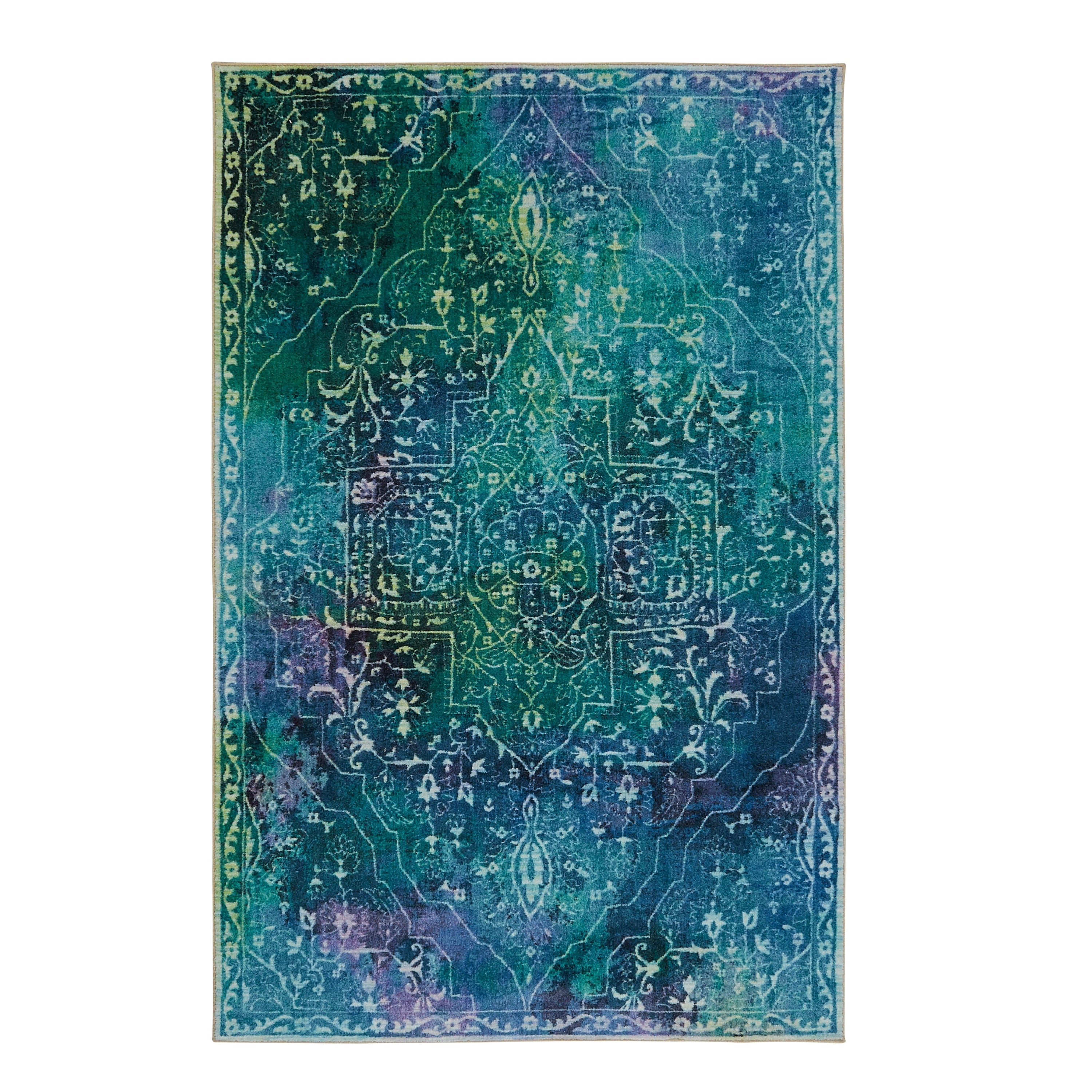 Mohawk Home Prismatic Rowland Teal Traditional Abstract Precision ...