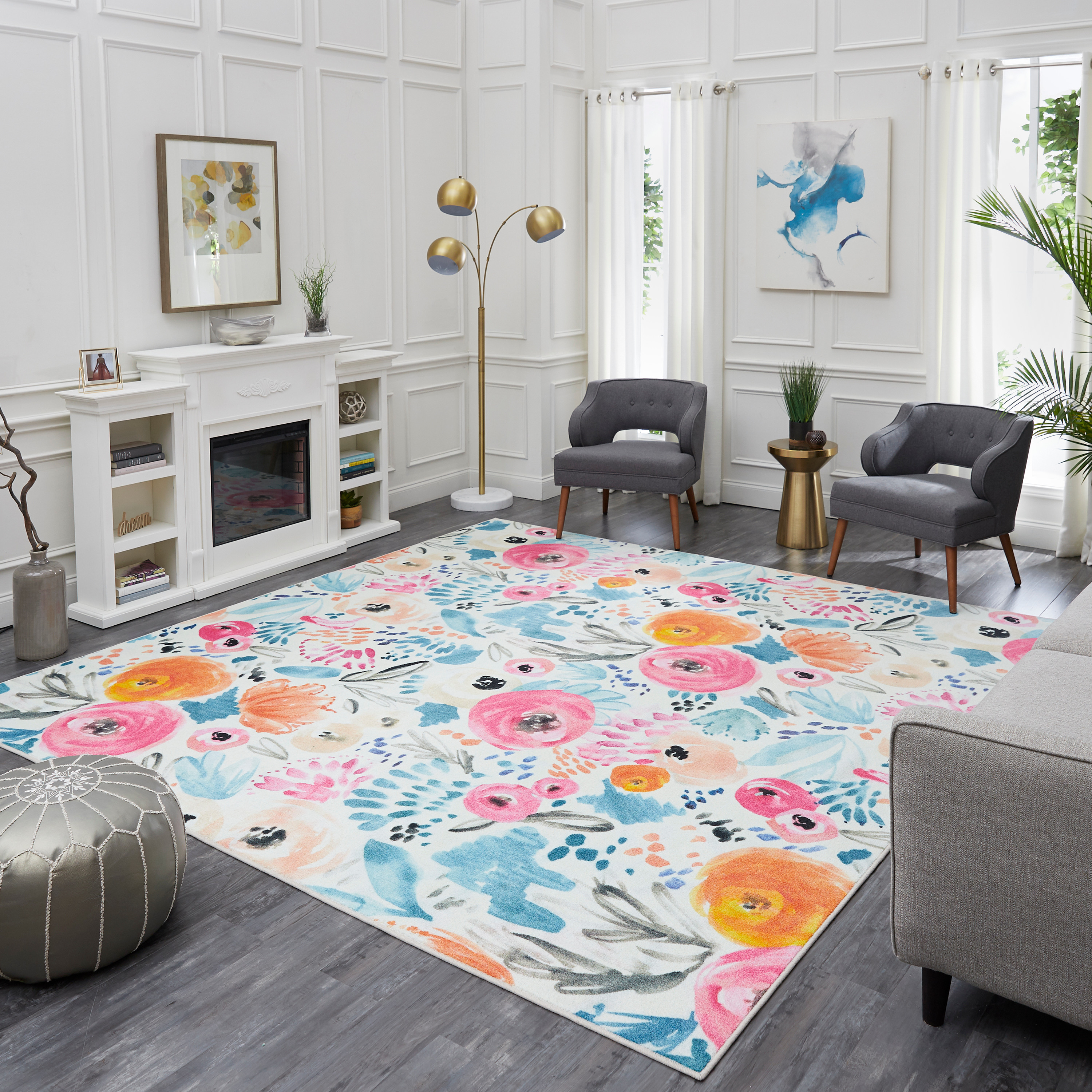 Mohawk Home Prismatic Watercolor Floral Multi Transitional Theme Kids ...