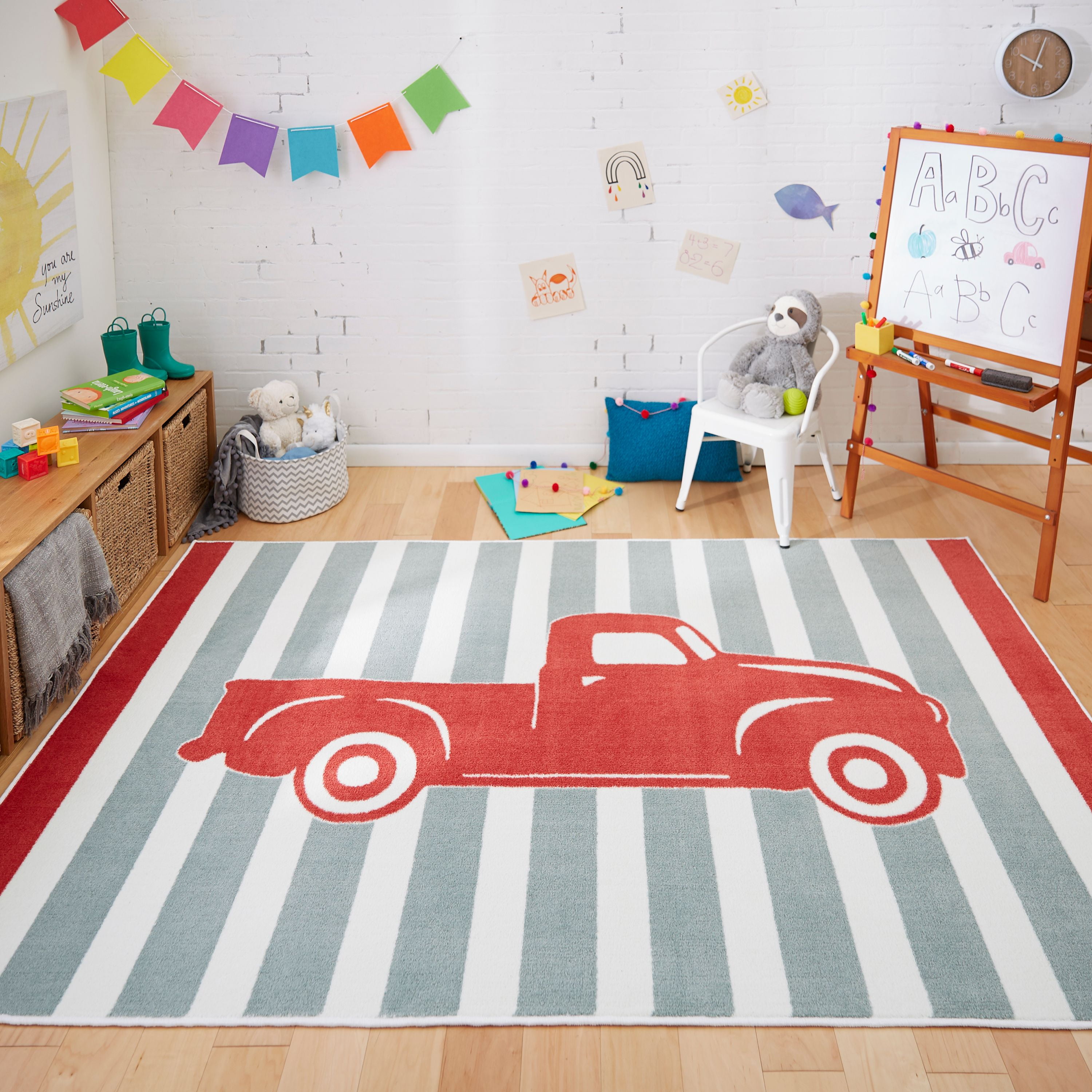 Free Shipping! Mohawk Home Vintage Truck Area Rug - Bright Red Truck on ...