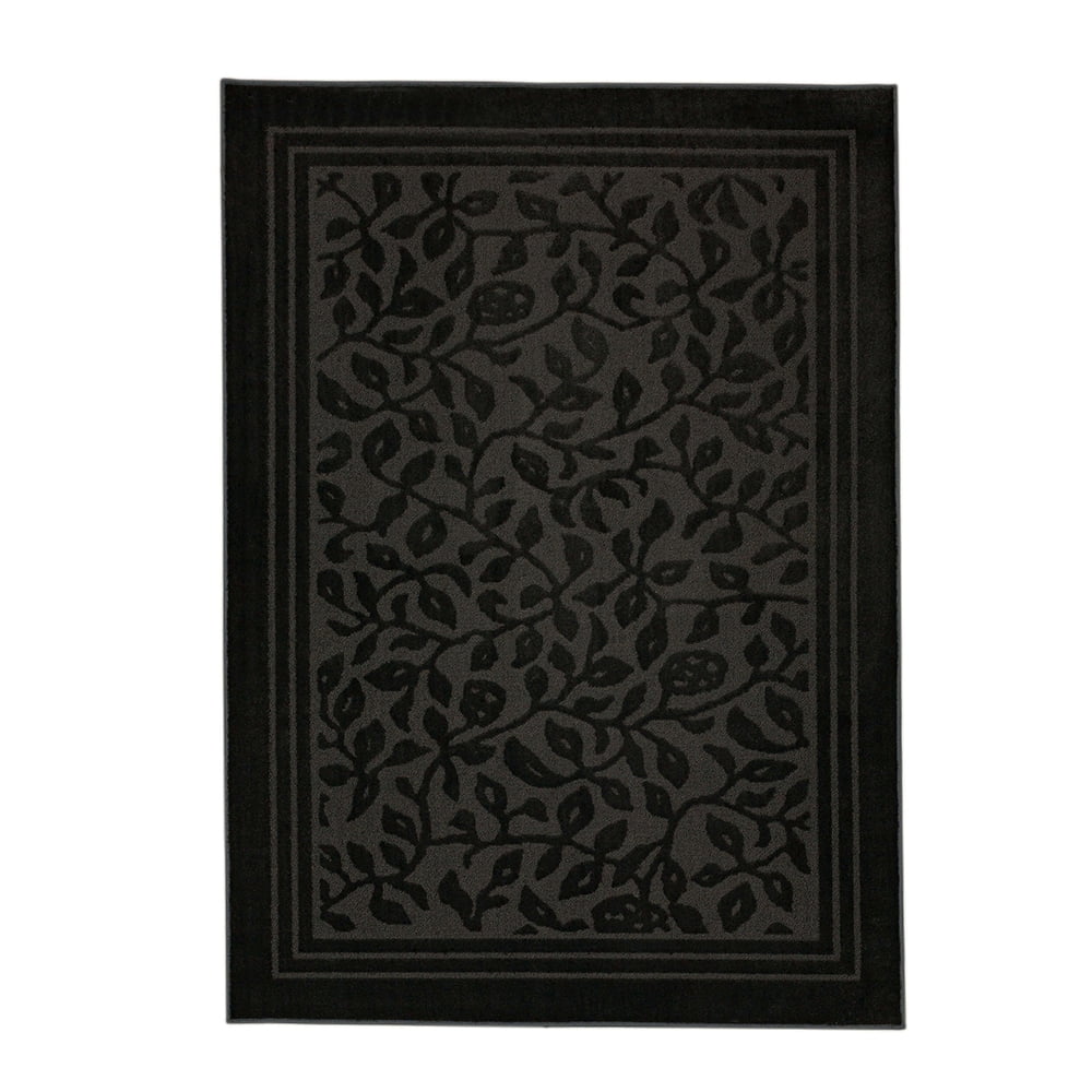 Mohawk Home Wisteria Floral Polyester Indoor Area Rug, Charcoal, 5' x 7 ...