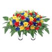 Memorial Rose Poppy & Mum Mix Arrangement in Large, White Cemetery Hoop ...