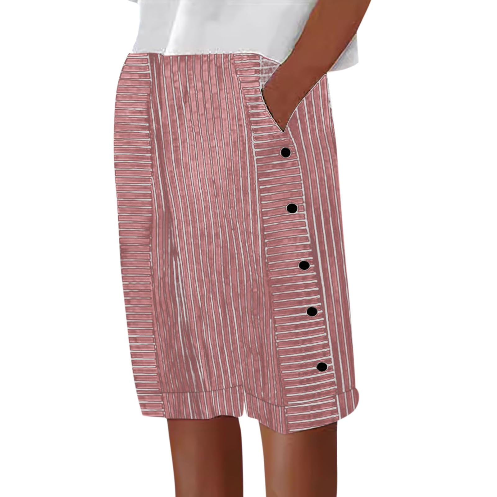 Mohiass Capri Shorts For Women Relaxed Fit Striped Comfy Wide Leg Boho