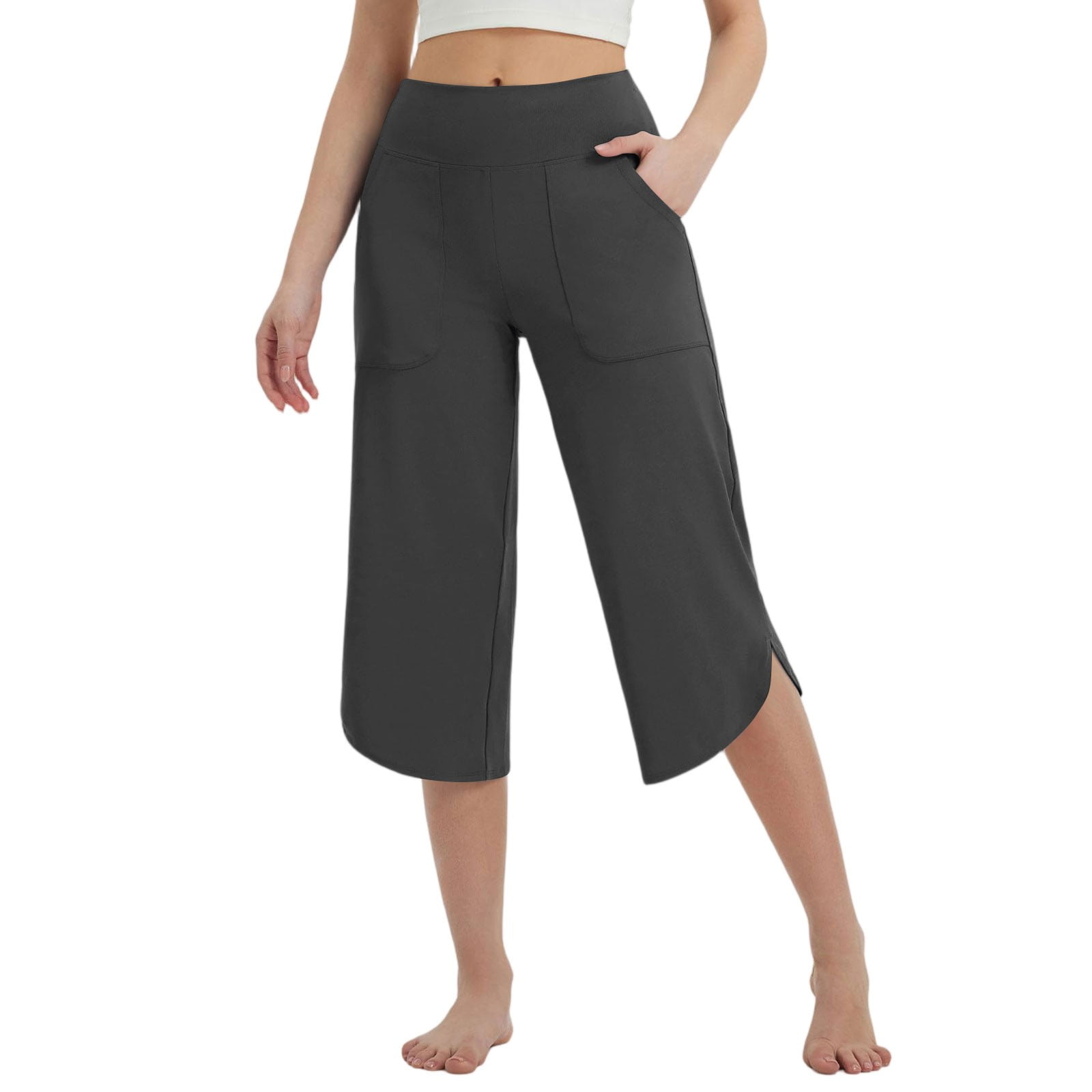 Mohiass Capris for Women Plus Size Wide Leg Casual Womens Capri Pants ...