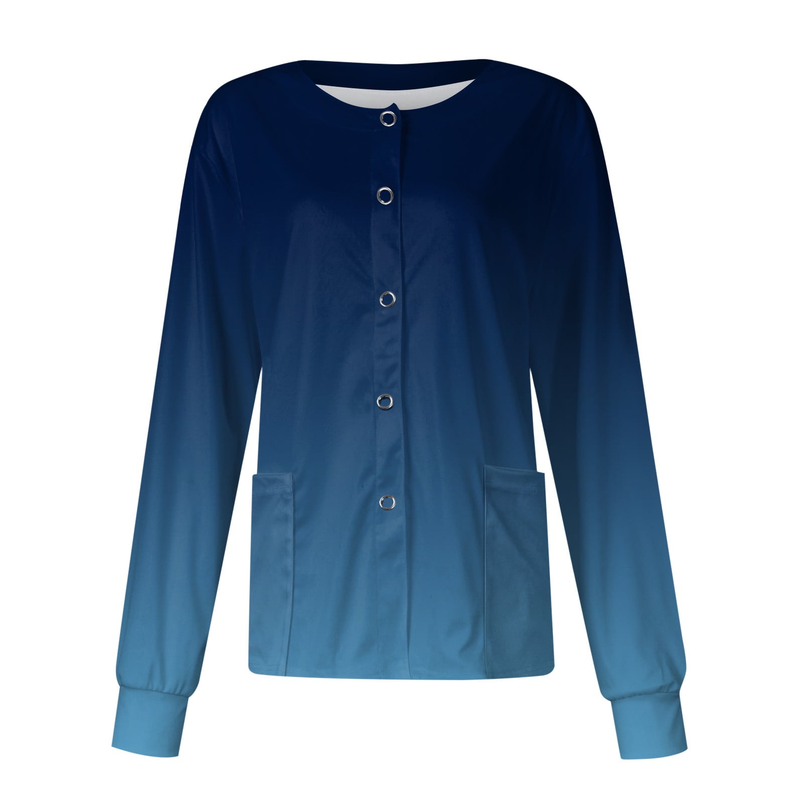 Mohiass Gradient Long Sleeve Scrub Jackets for Women Fall Button Down ...