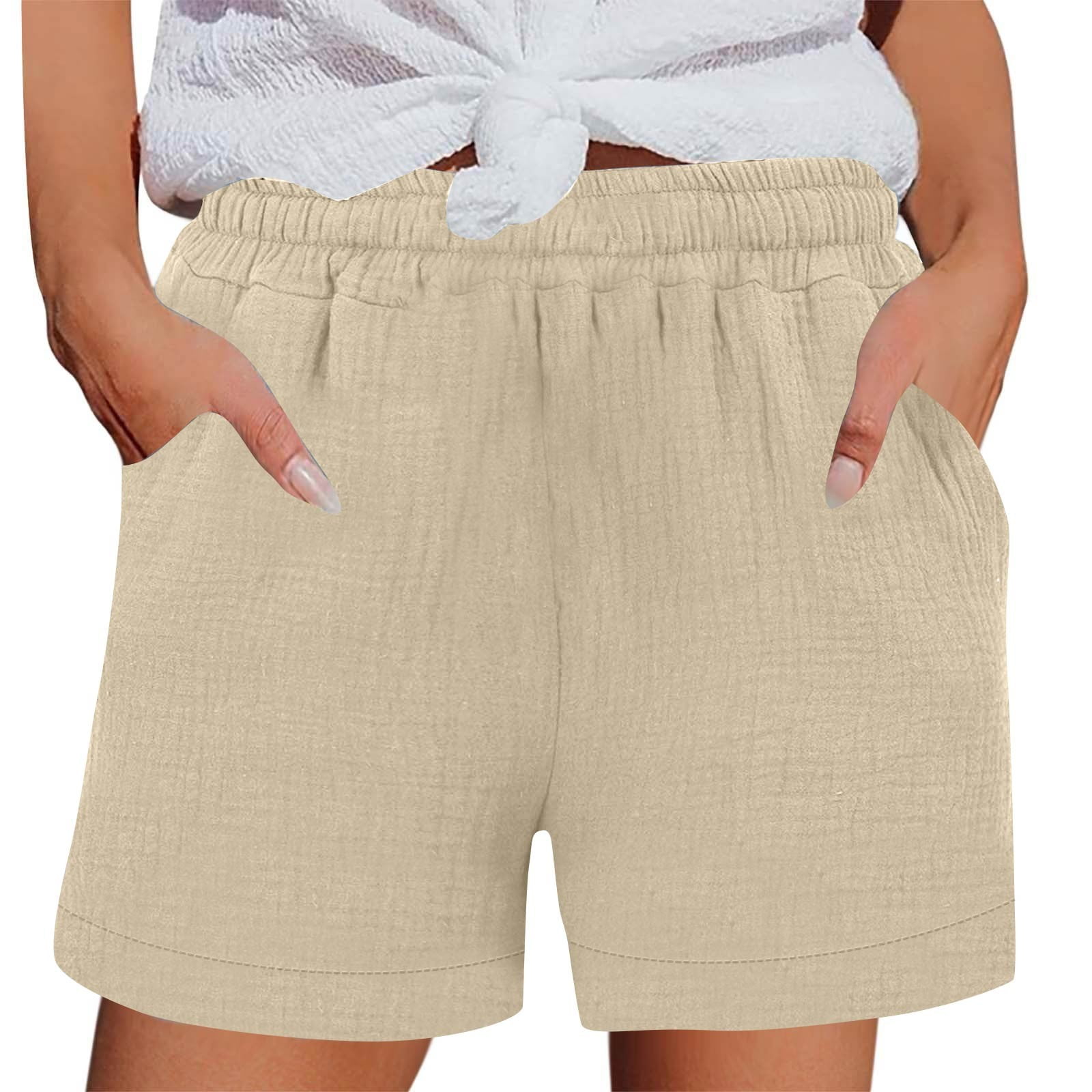 Mohiass Women Shorts for Seniors Summer Casual High Waisted Drawstring ...