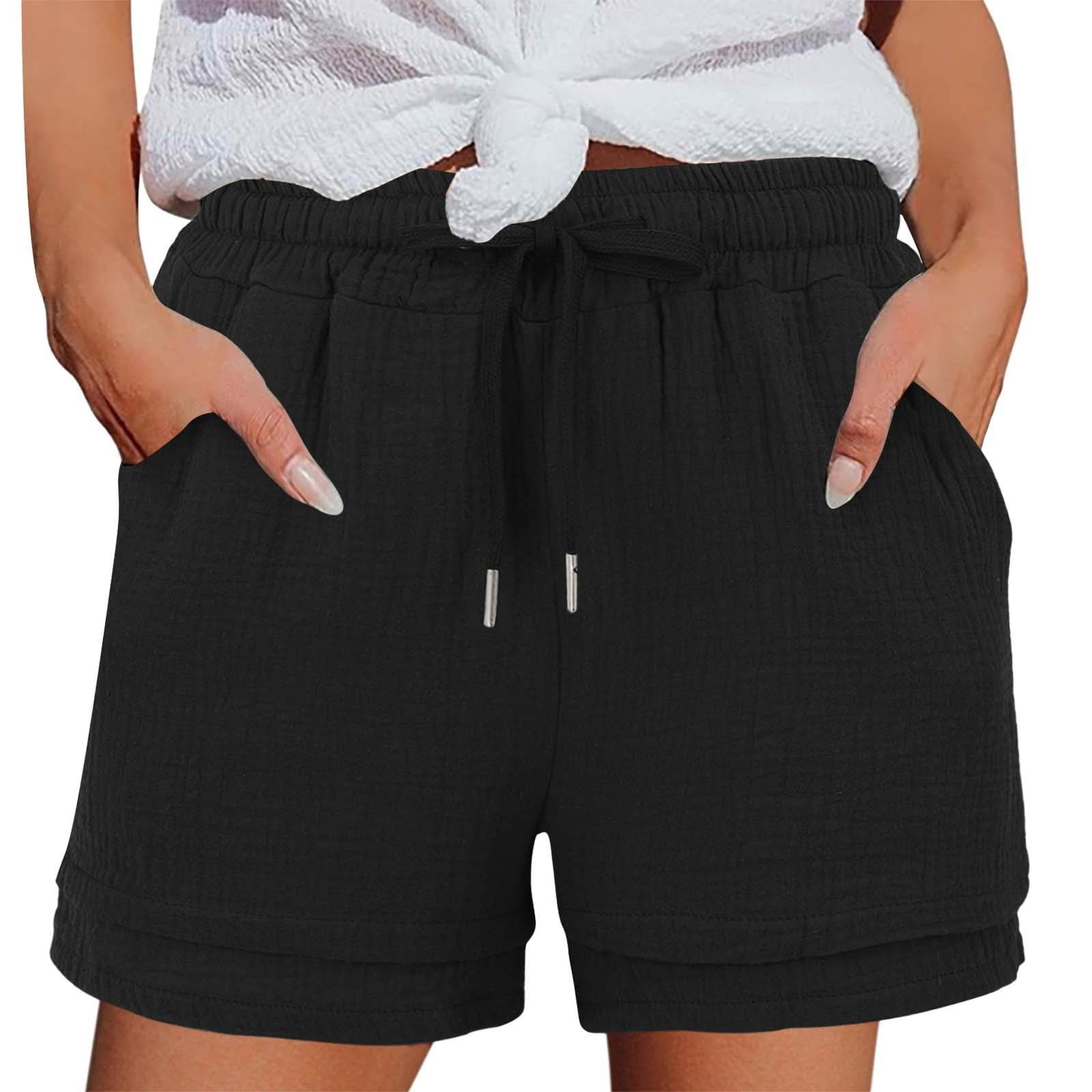 Mohiass Women Shorts for Seniors Summer Casual High Waisted Drawstring ...