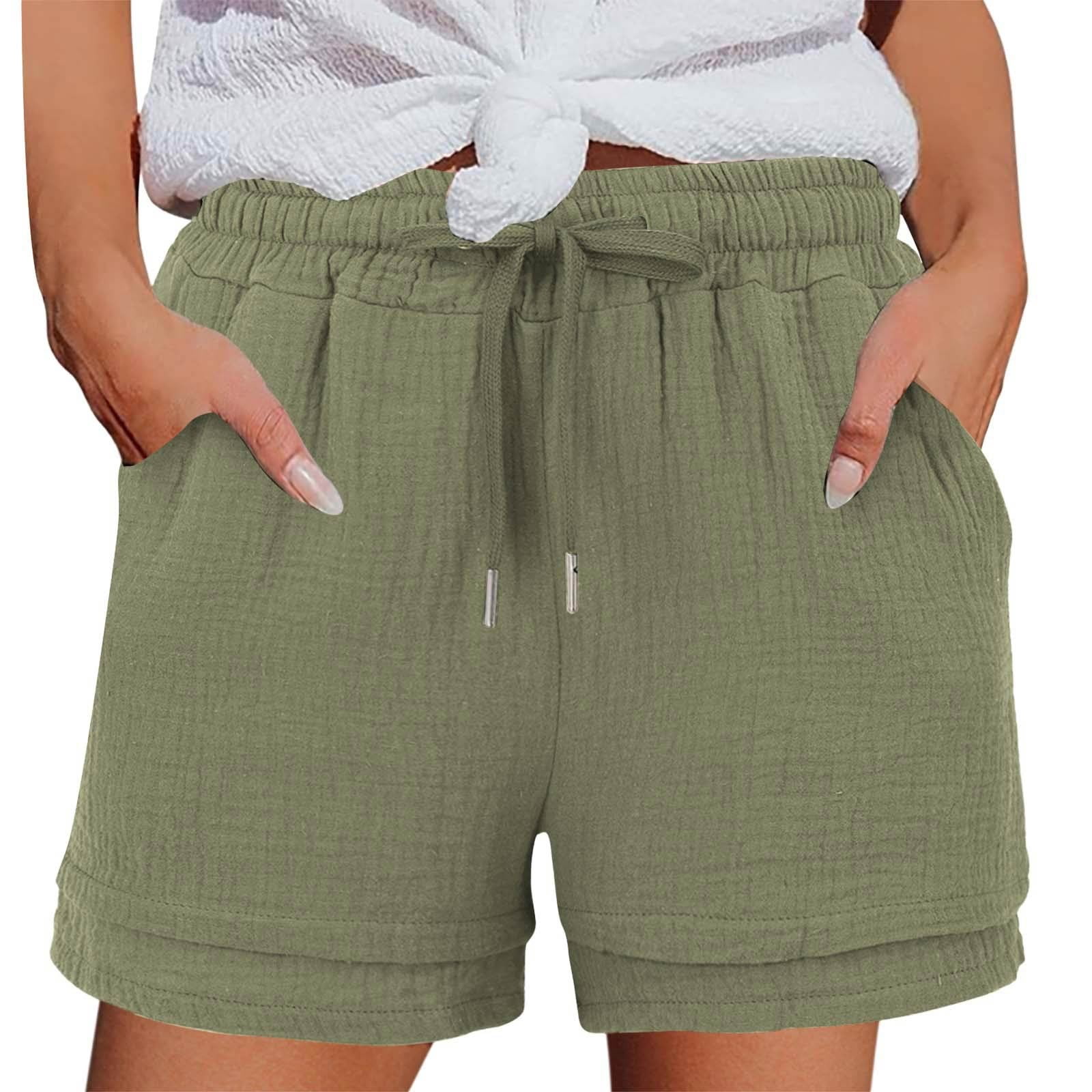Mohiass Women Shorts for Seniors Summer Casual High Waisted Drawstring ...
