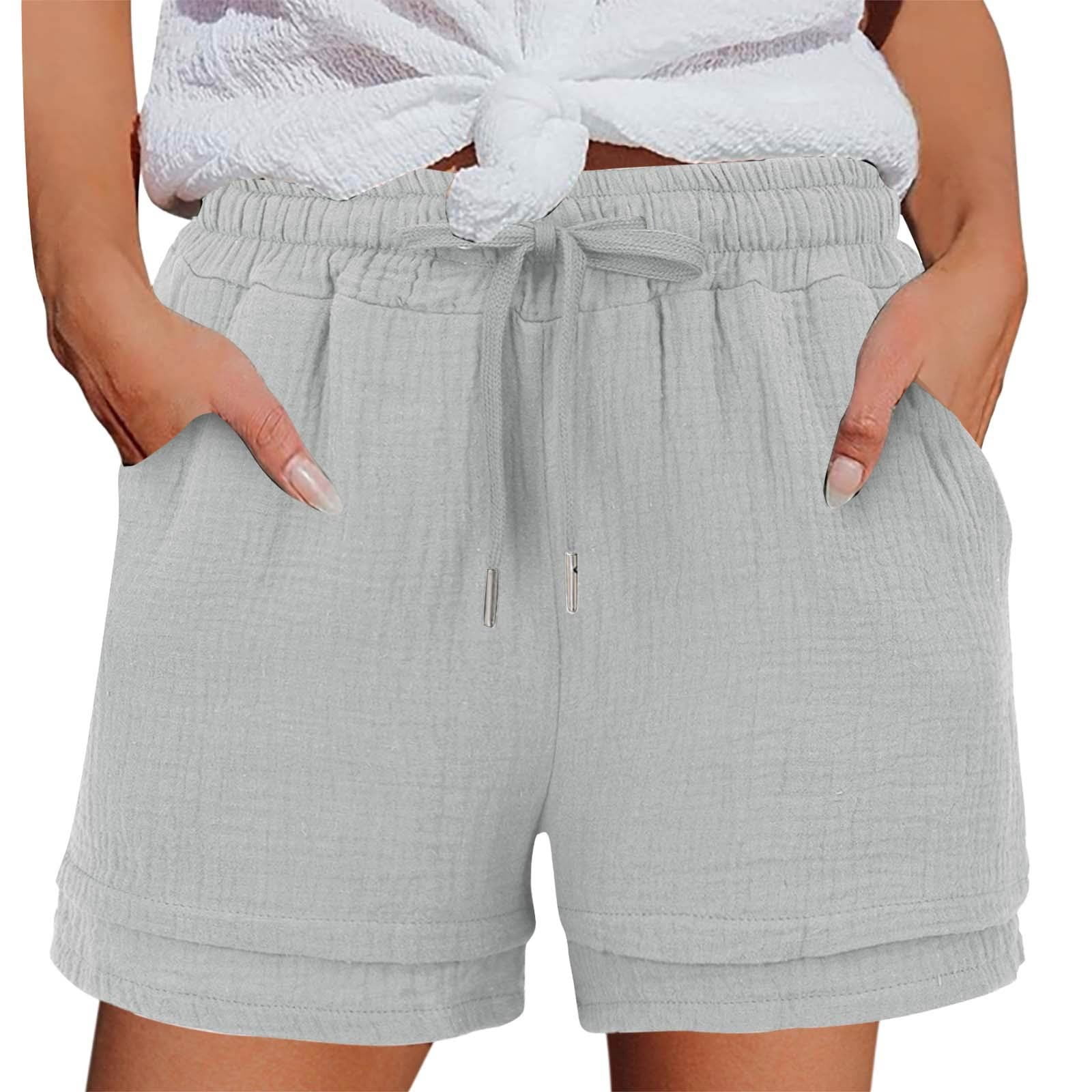 Mohiass Women Shorts for Seniors Summer Casual High Waisted Drawstring ...