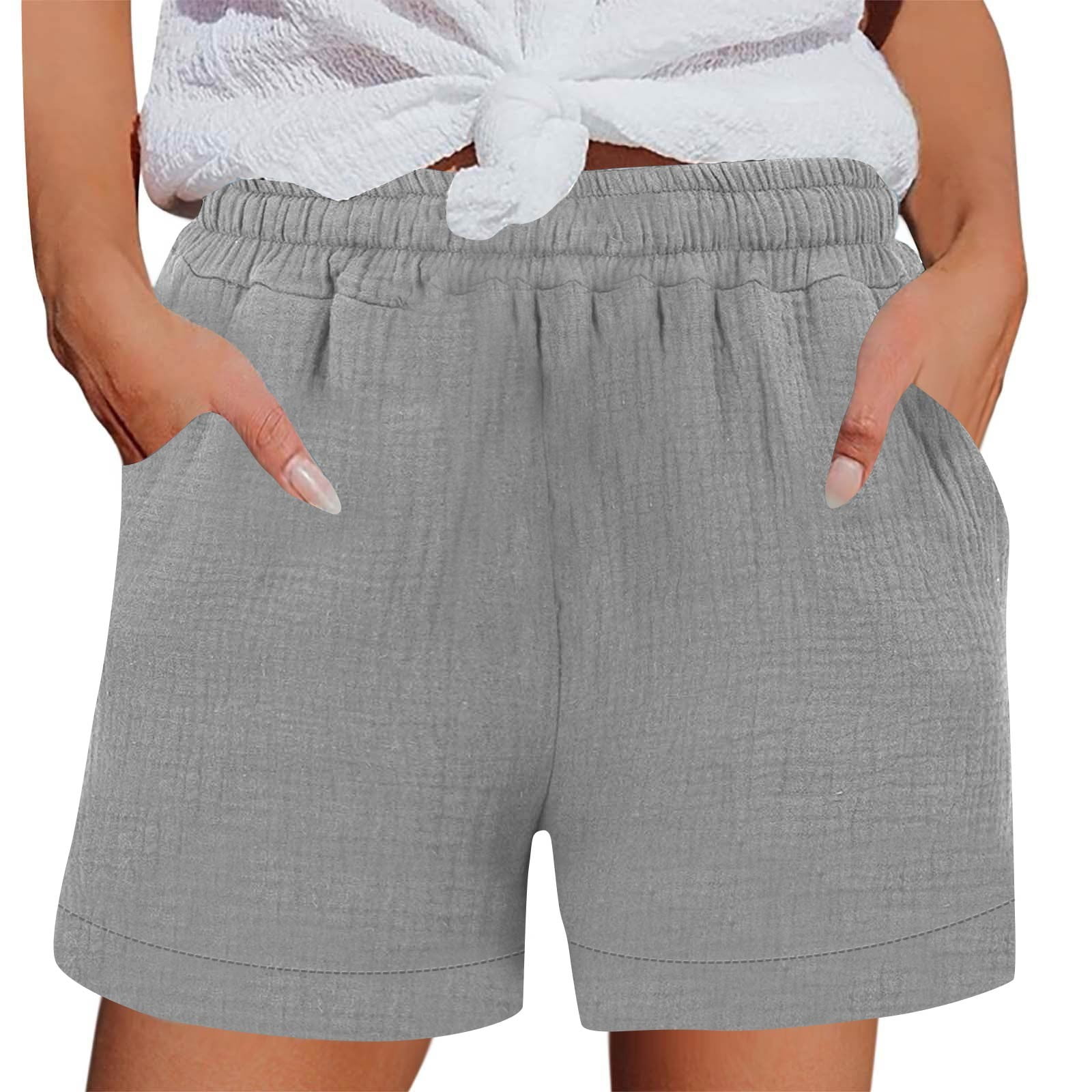 Mohiass Women Shorts for Seniors Summer Casual High Waisted Drawstring ...