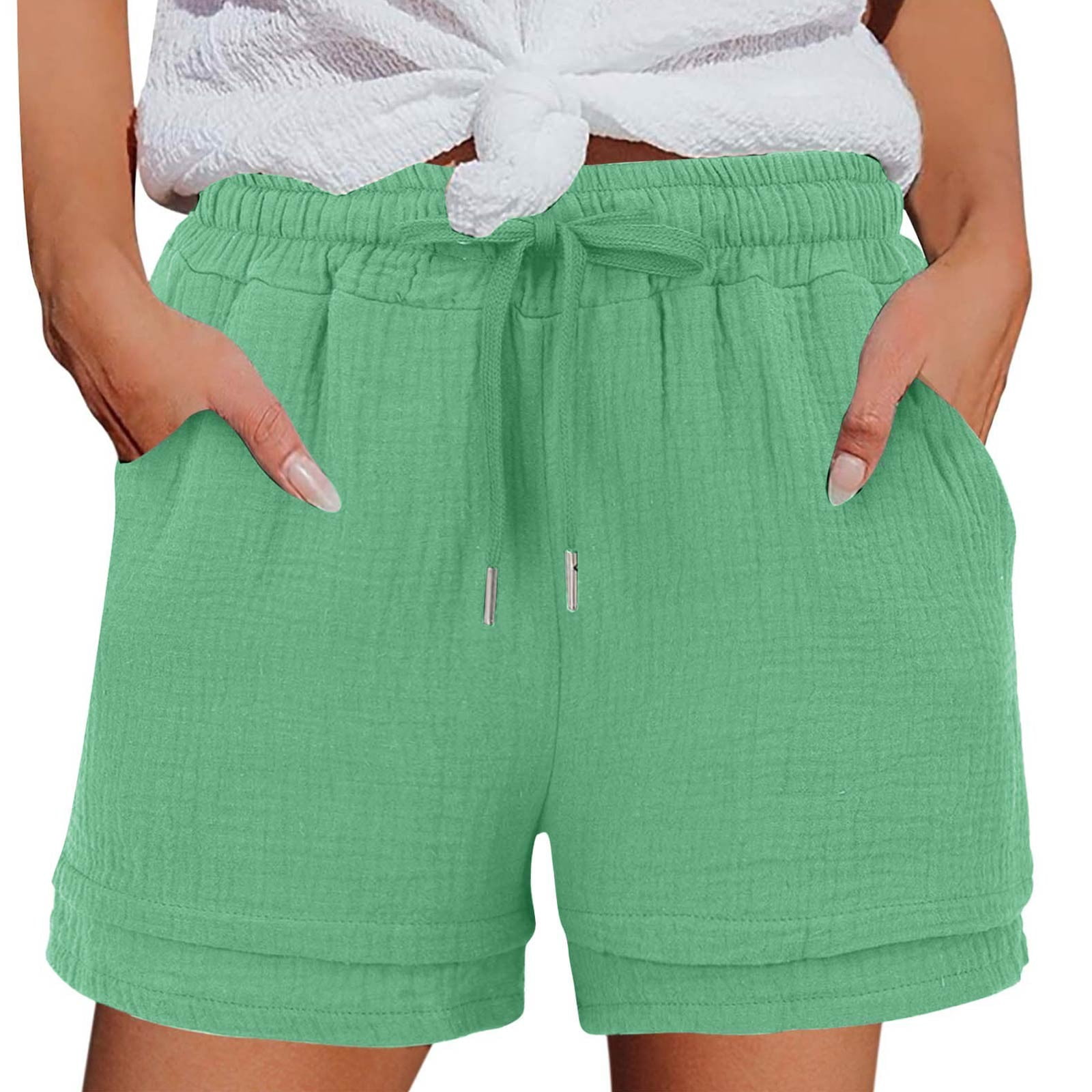 Mohiass Women Shorts for Seniors Summer Casual High Waisted Drawstring ...