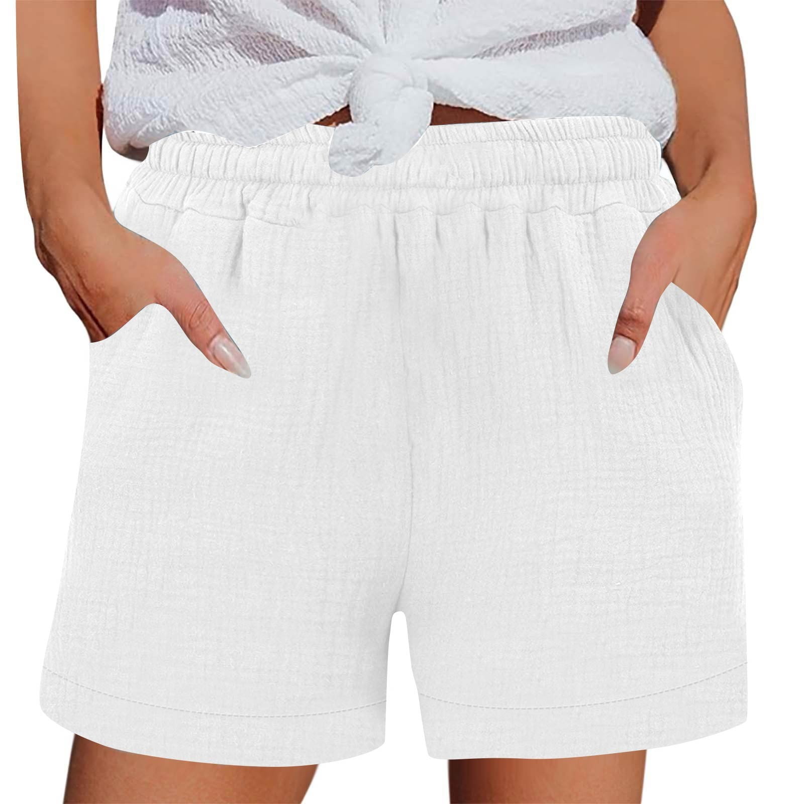 Mohiass Women Shorts for Seniors Summer Casual High Waisted Drawstring ...