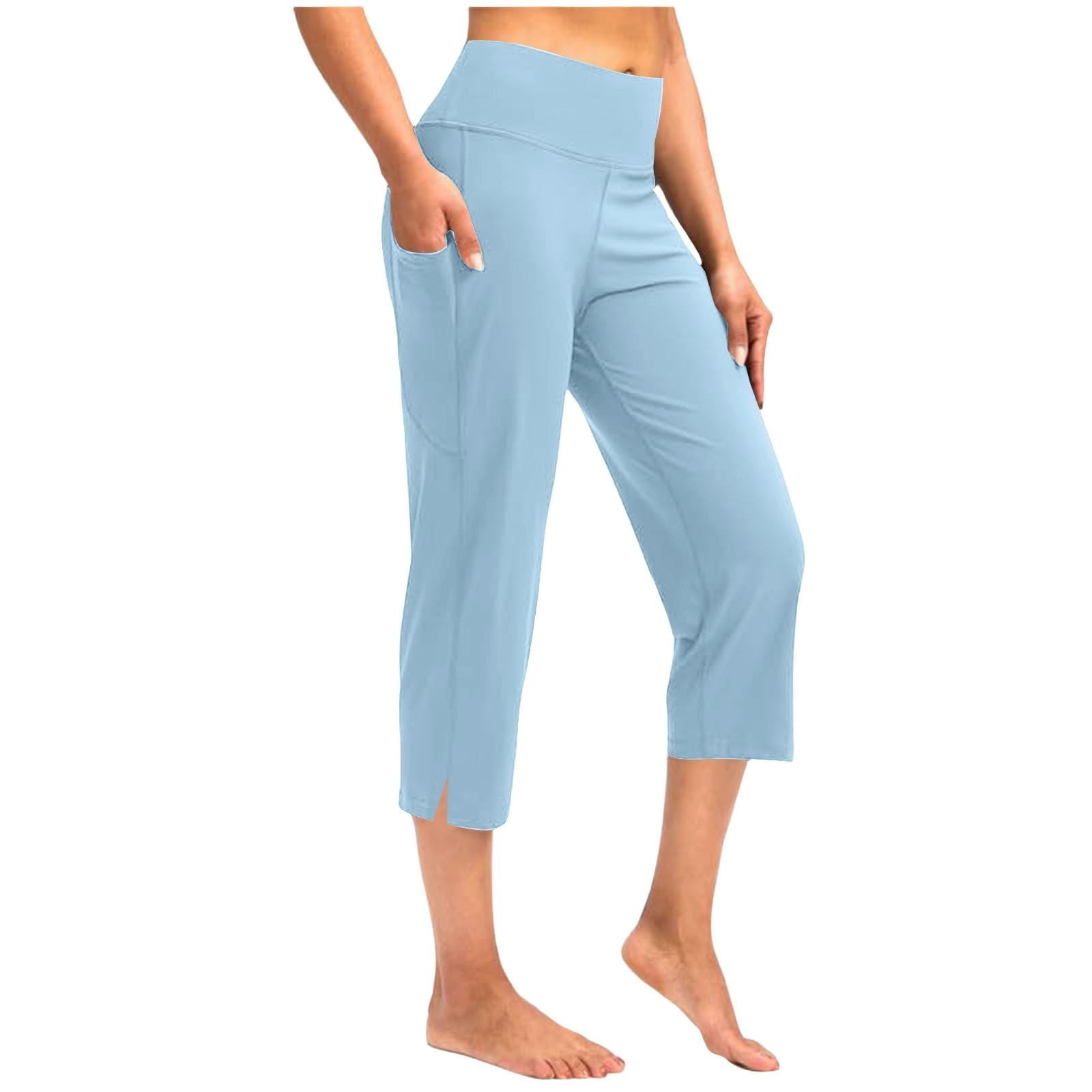 Mohiass Womens Capri Pants Clearance Yoga Tummy Control Womens Capri ...