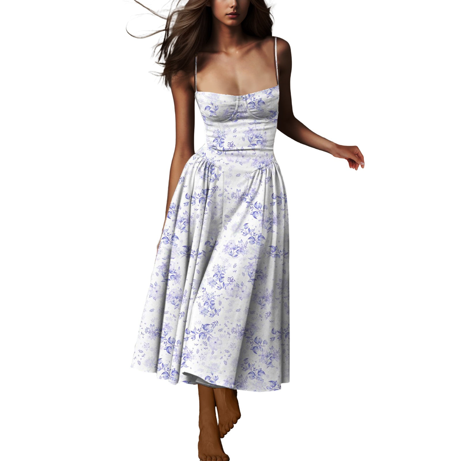 Mohiass Womens Corset Dress Elegant Spaghetti Strap Bustier Midi Dress ...