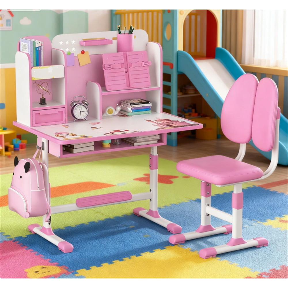 Mohsoe Kids Study Desk with Book Stand & Footrest, Scientific Zones for ...