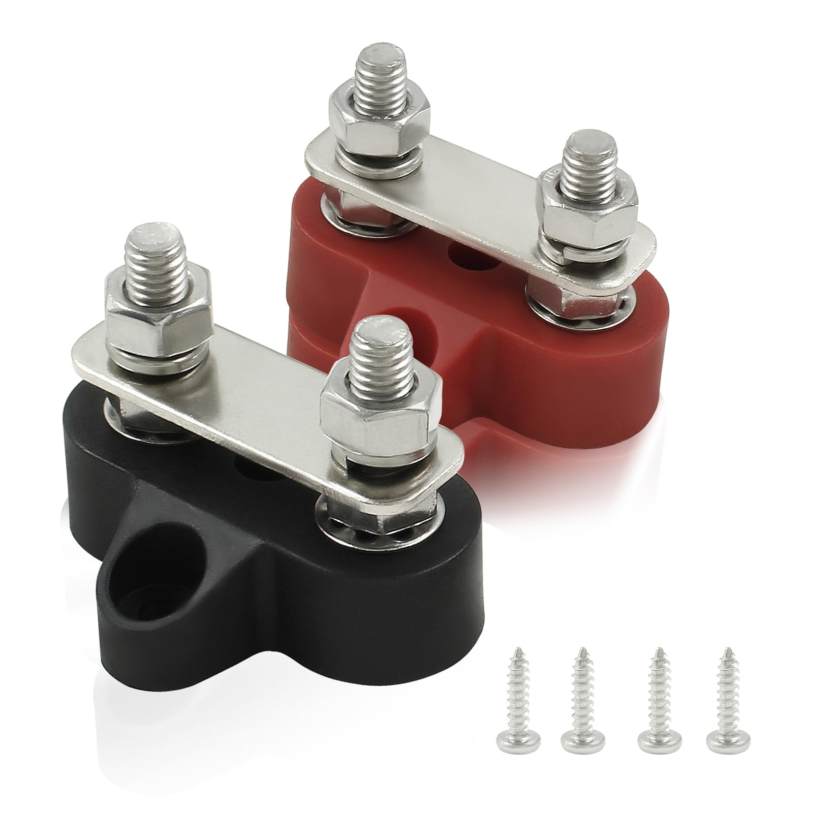 Moicstiy 2Pcs Dual Stud Battery Junction Post, 1/4 Inch Bus Bar ...