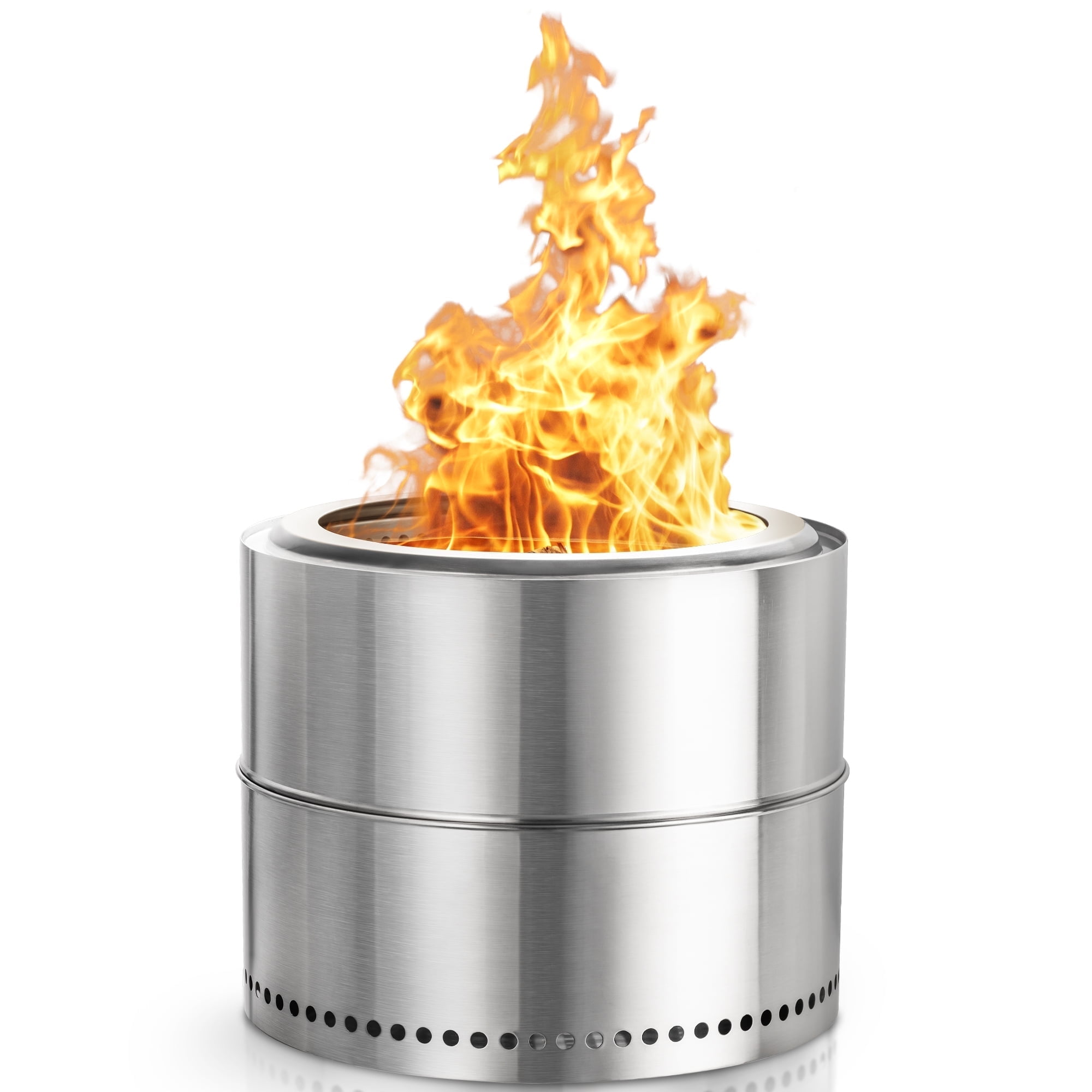 Moifoi 19.5" Smokeless Stainless Steel Wood-Burning Camp Fire Pit ...
