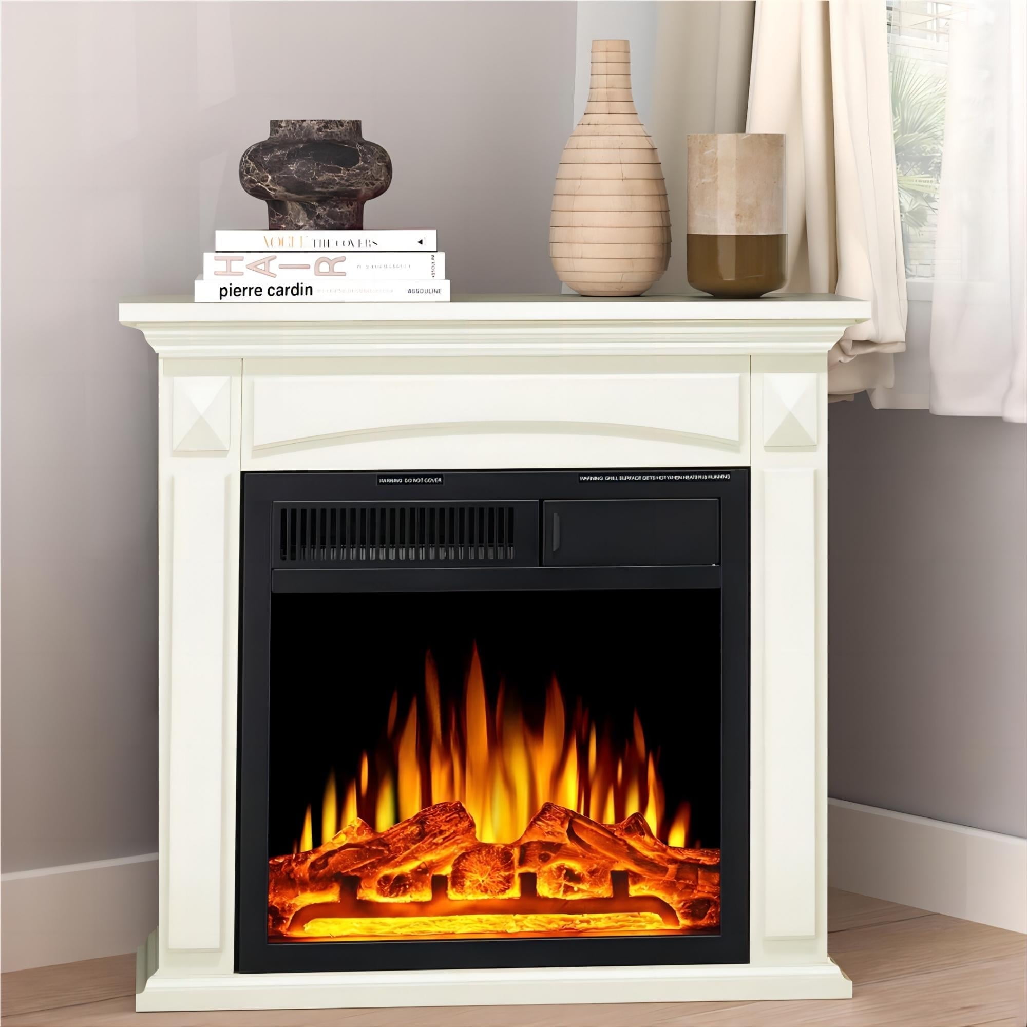 Moifoi 25'' Wood Electric Fireplace Mantel Heater, 26.58*8.07*25in ...