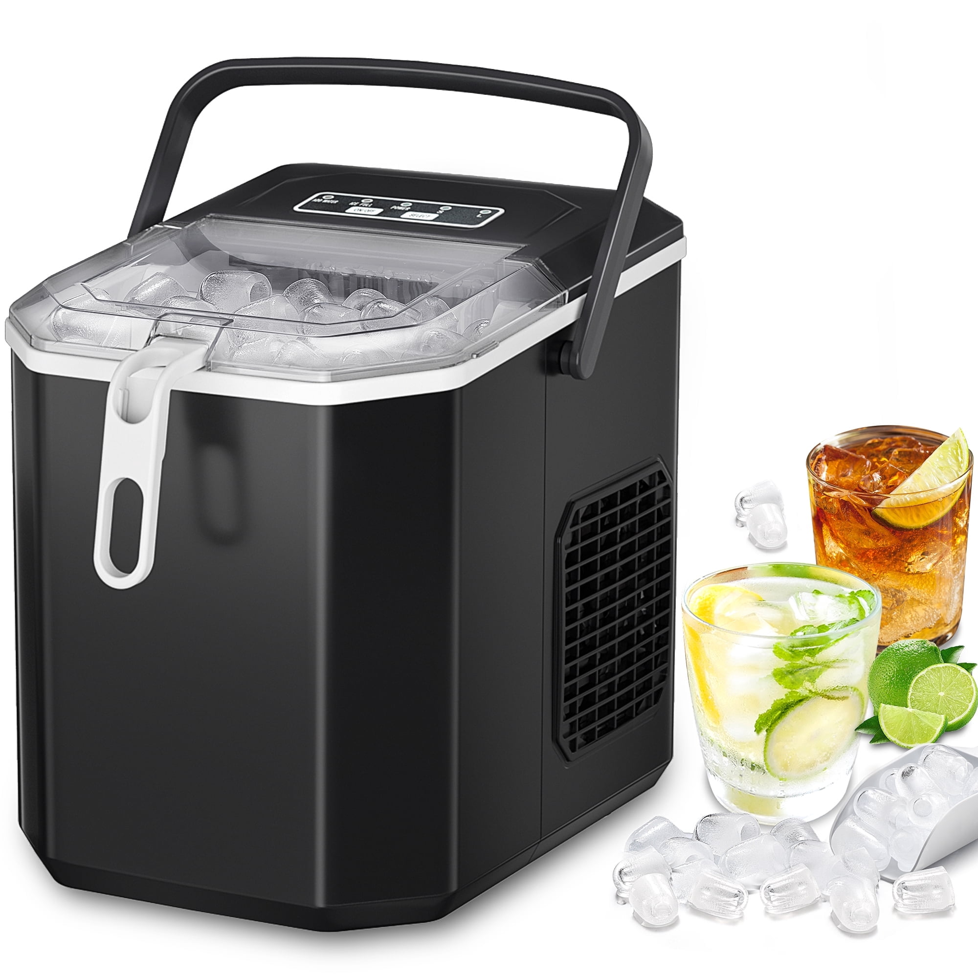 Besttey Large Countertop Ice Maker, Bullet Ice Cubes, Self-cleaning ...