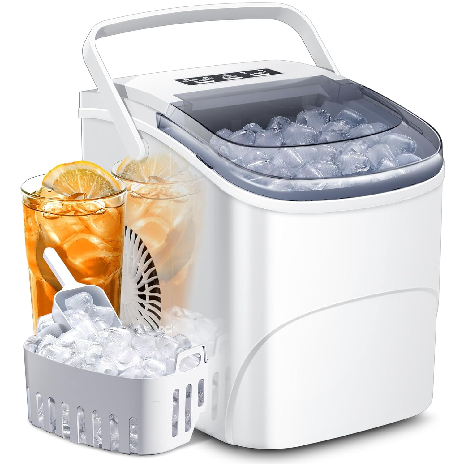 Moifoi Portable Ice Maker Countertop, 27Lbs/24H, 2 Sizes Bullet Ice ...