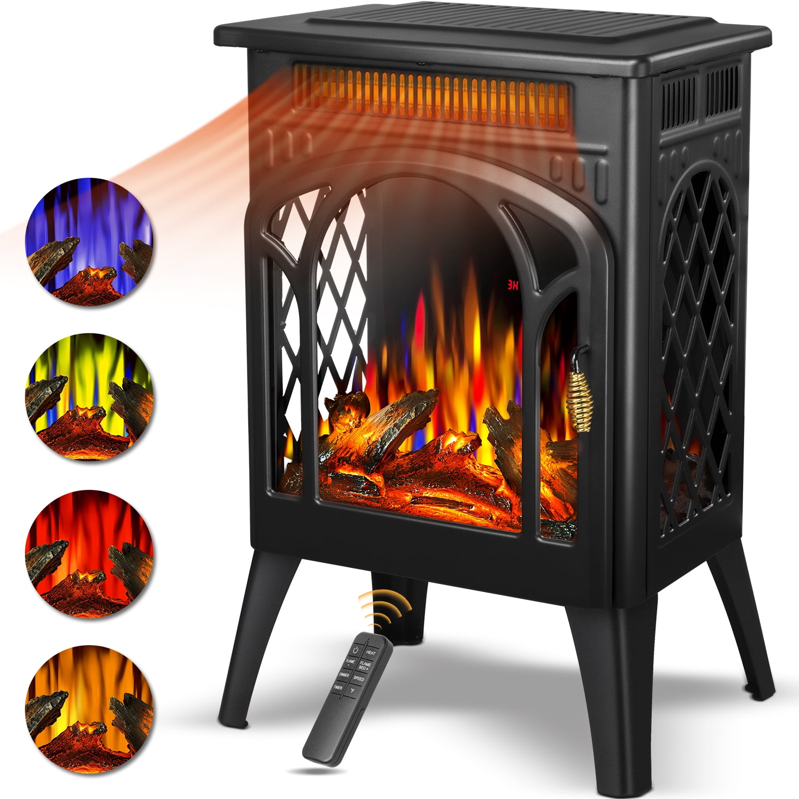 Besttey Electric Fireplace 1500W, Indoor Stove Heater with 3D Flame ...