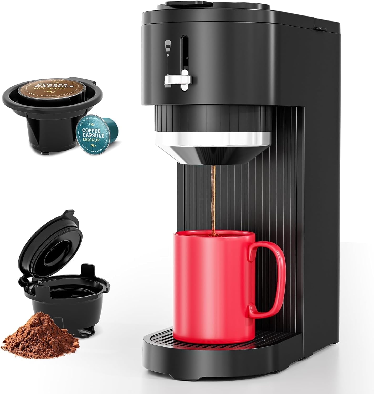 Moifoi Coffee Pod Single Serve Coffee Maker for K Cup and Ground Coffee ...