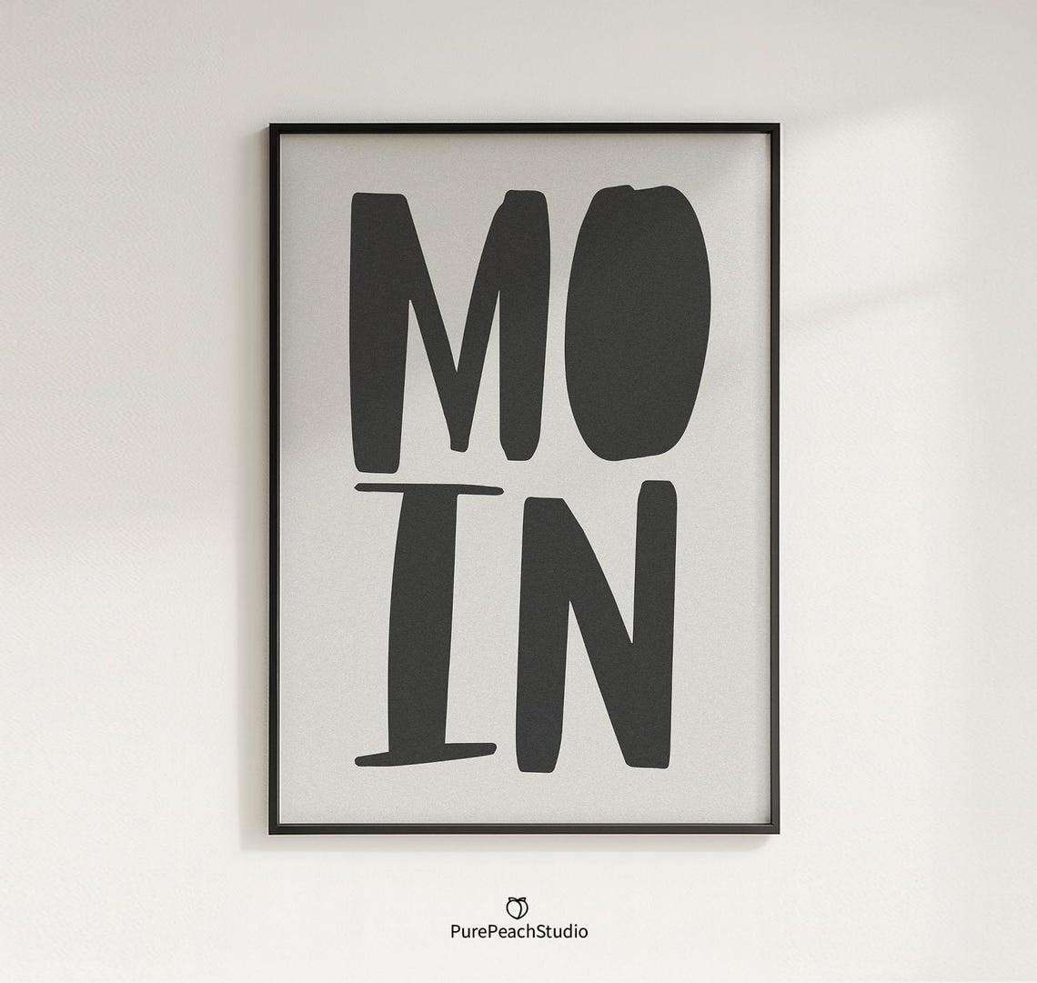 Moin Poster, German Greeting, Minimalist Typography Poster, Unframed ...