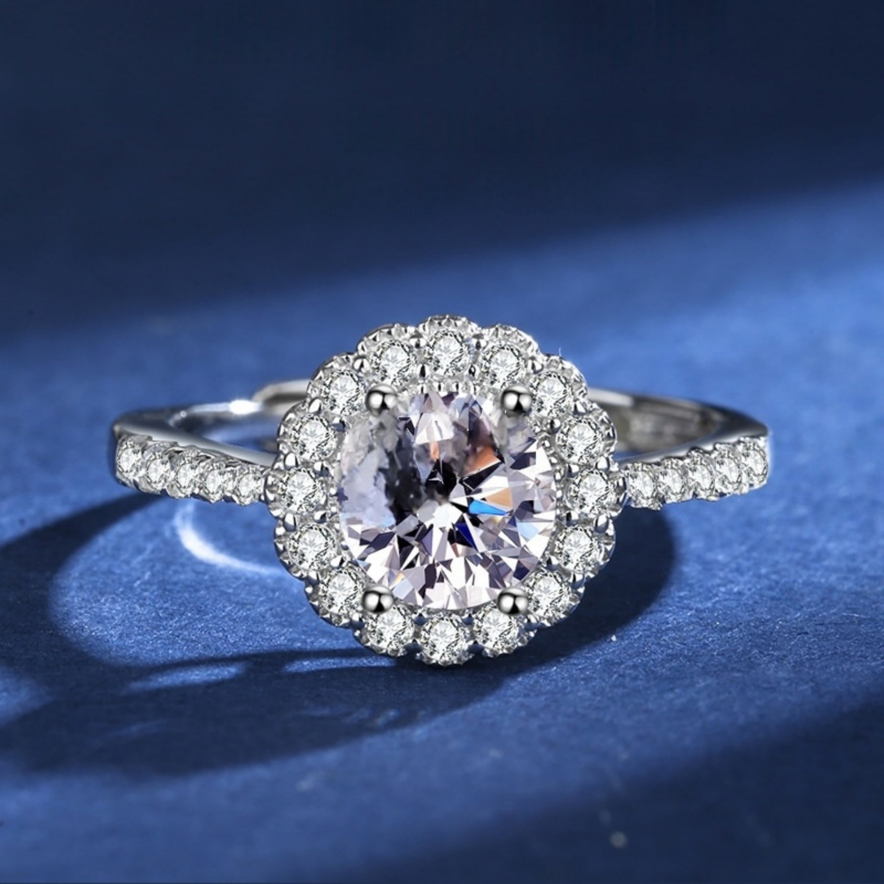 Moissanite Adjustable Engagement Ring, Promise Eternity Ring for Women ...